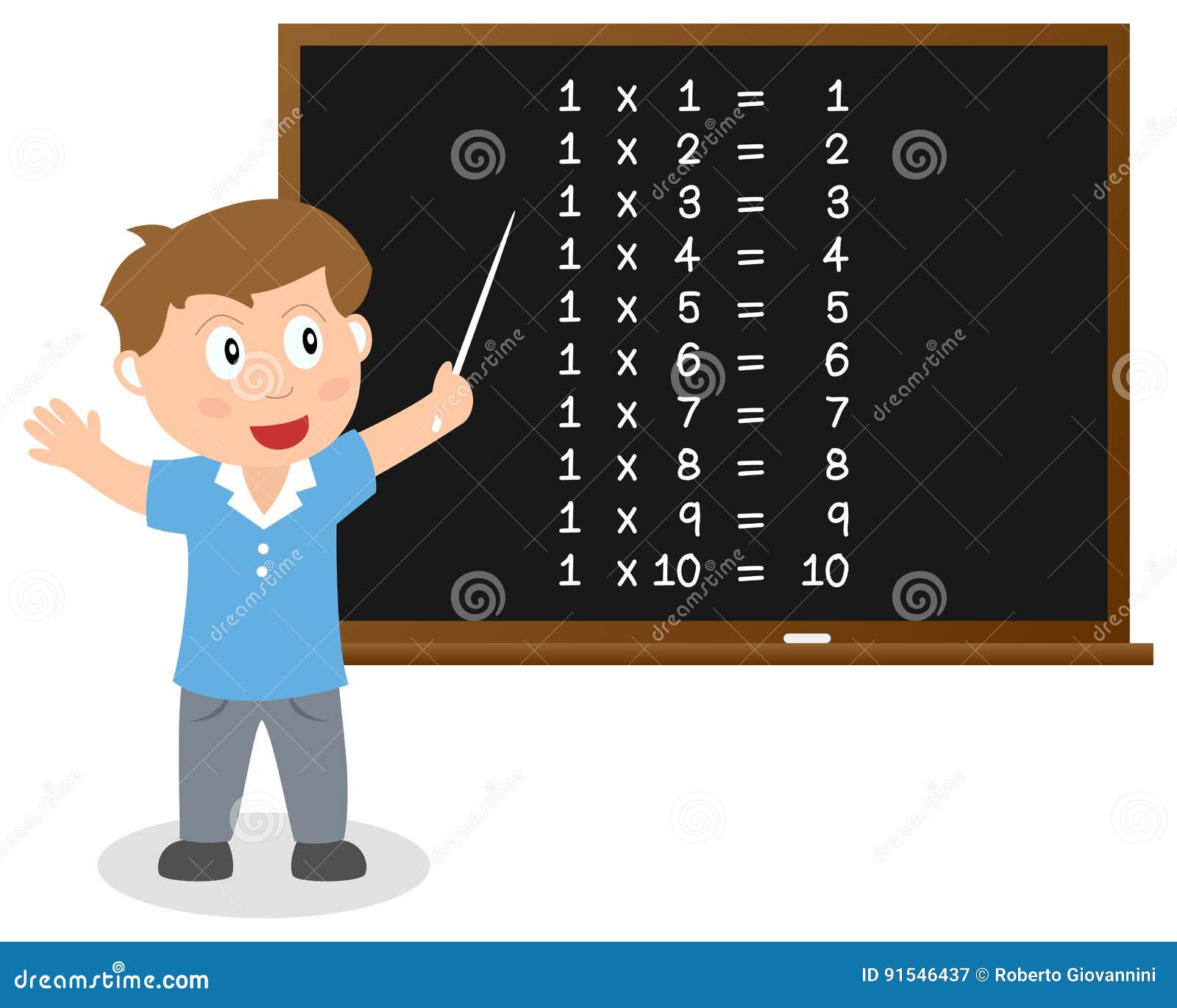 8 Times Table. Owl Teacher Math Lesson Cartoon Illustration ...