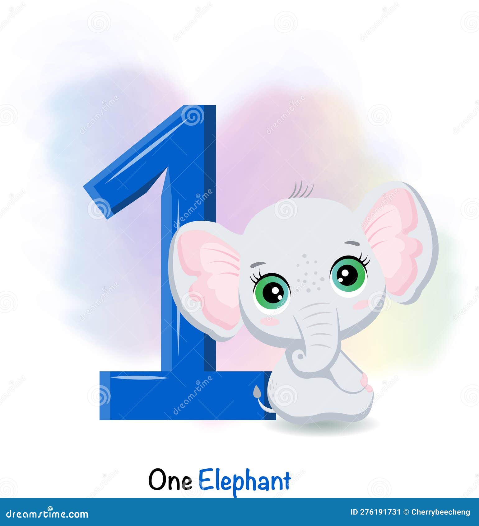 Number One Tracing with 1 Elephant for Kids Learning To Count Stock ...