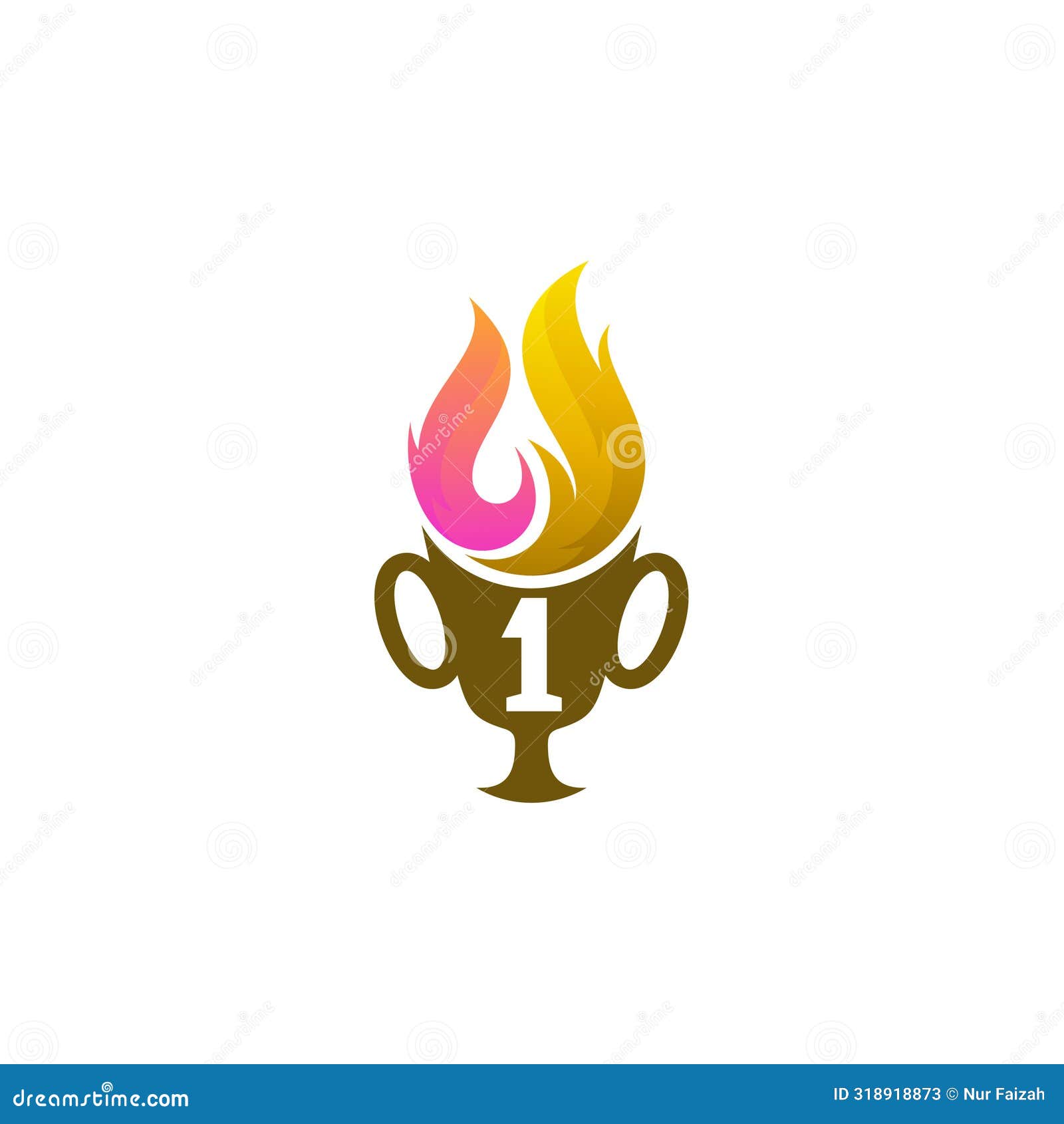 Number One Trophy Icon with Fire Design Combination Stock Vector ...