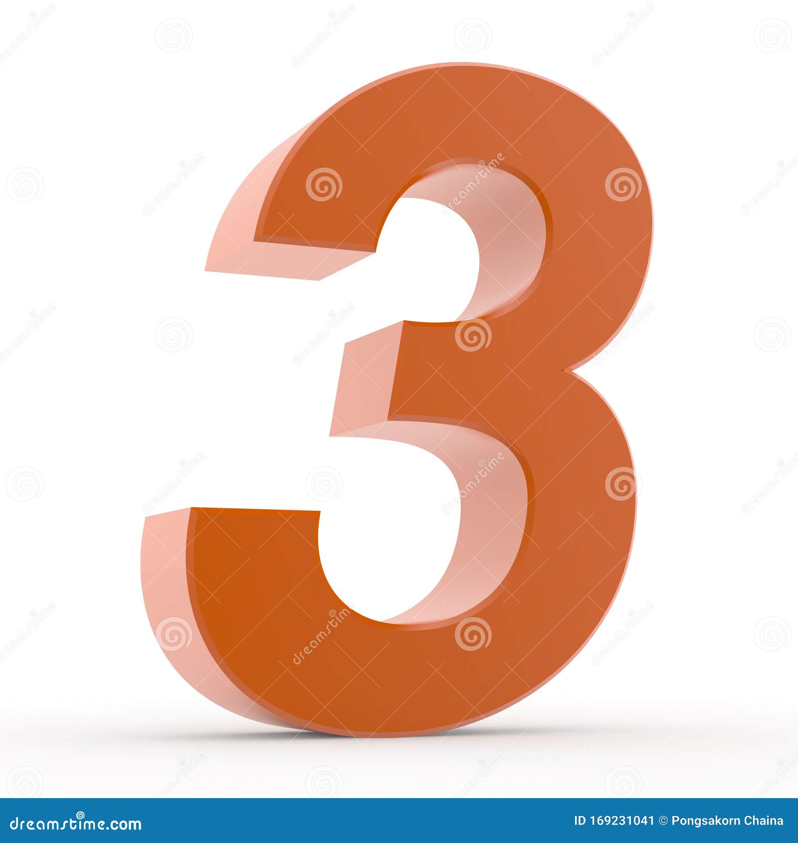 Number 3 Orange Collection on White Background Illustration 3D ...