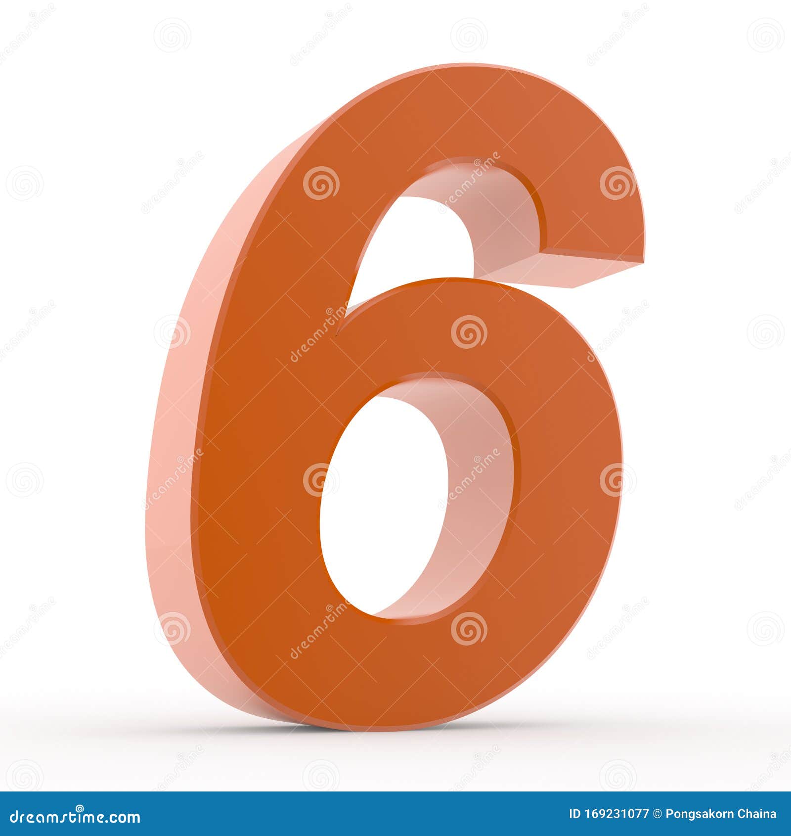 Number 6 Orange Collection on White Background Illustration 3D ...