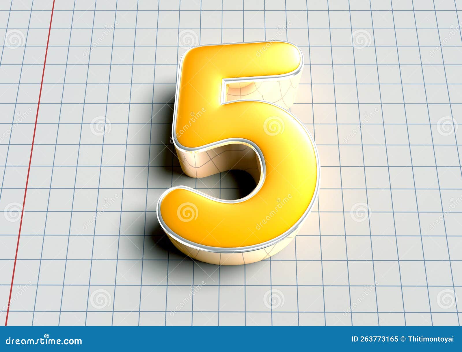 Number 5 orange 3D. stock illustration. Illustration of classroom ...