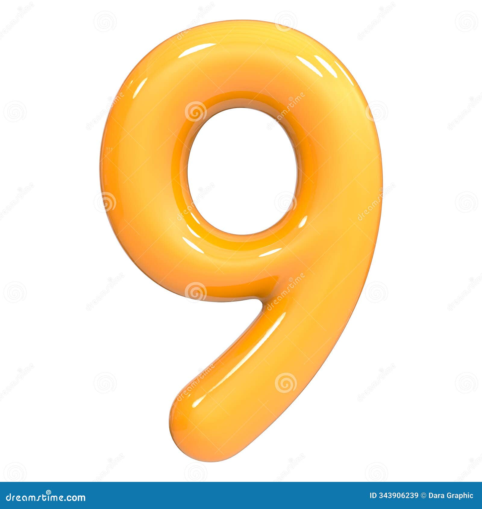 9 Number Orange 3D with White Background Stock Illustration ...