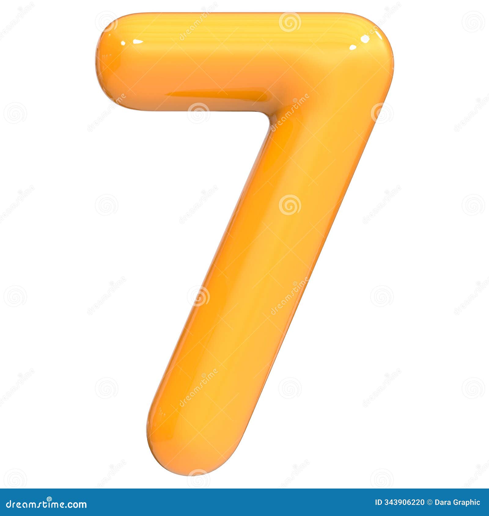 7 Number Orange 3D with White Background Stock Illustration ...