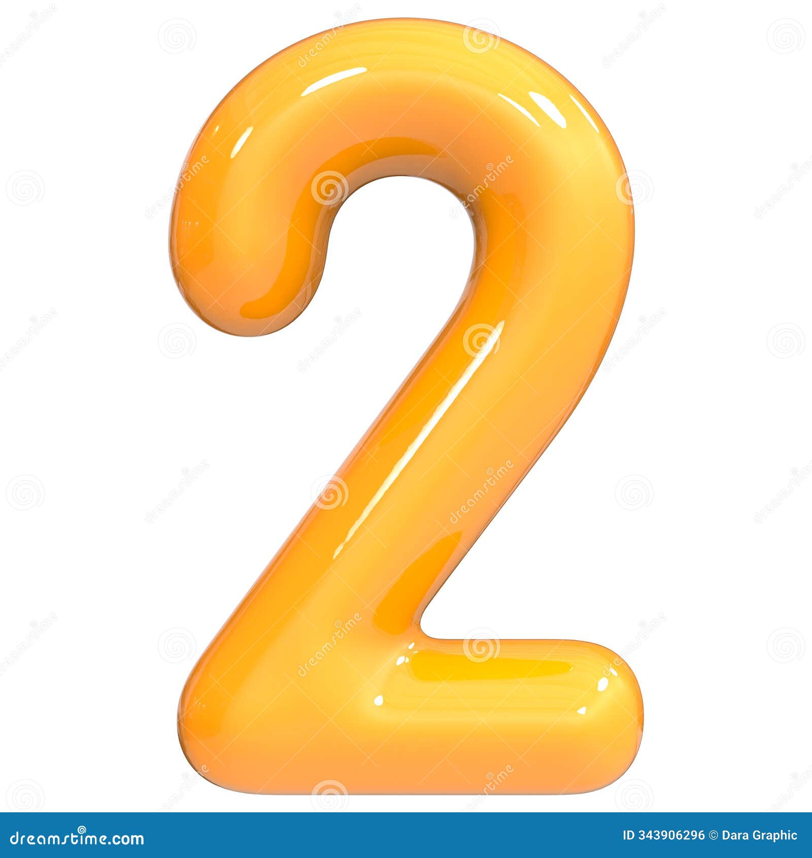 2 Number Orange 3D with White Background Stock Illustration ...