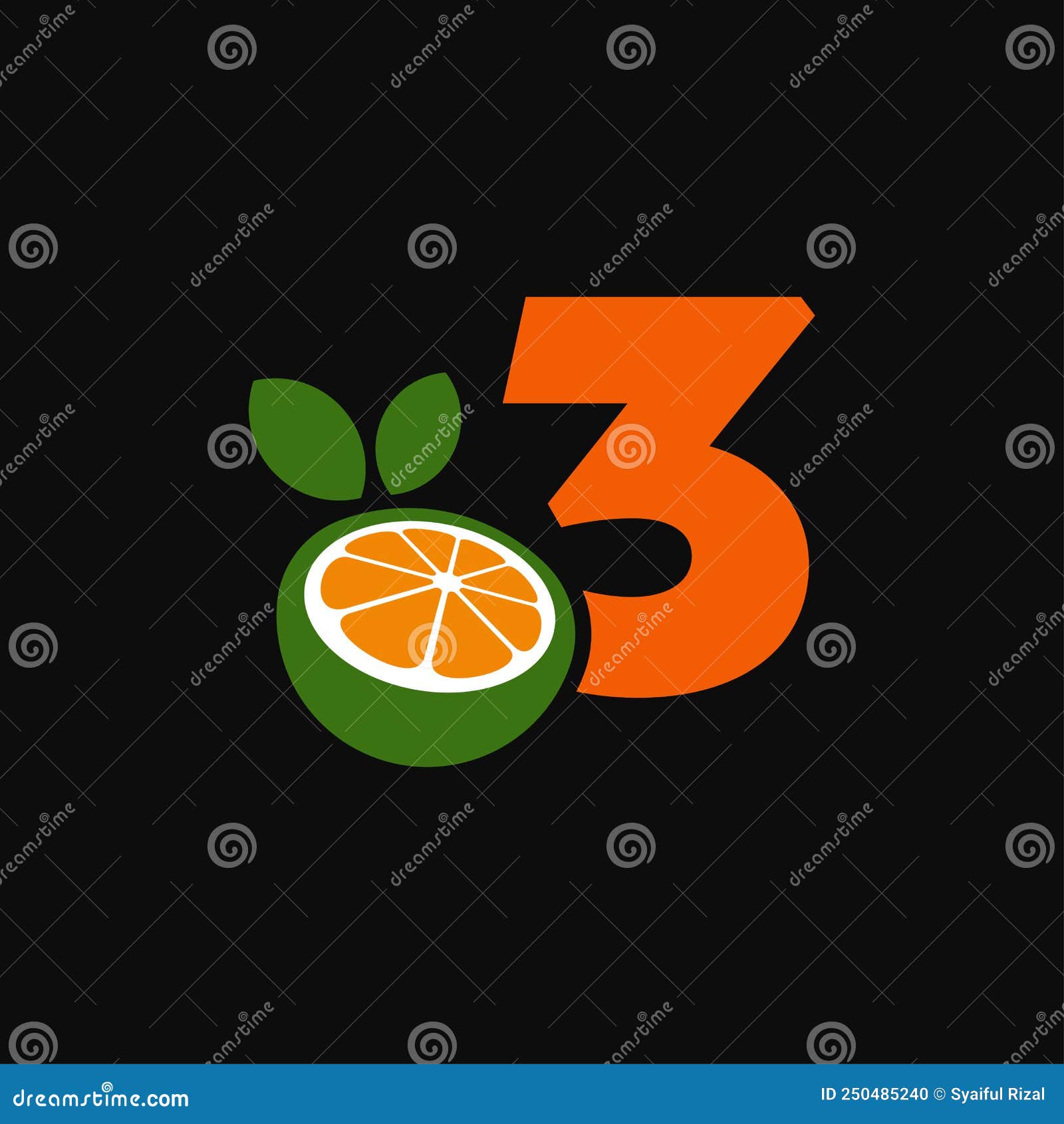 Number 3 Orange Logo with Background Stock Illustration - Illustration ...