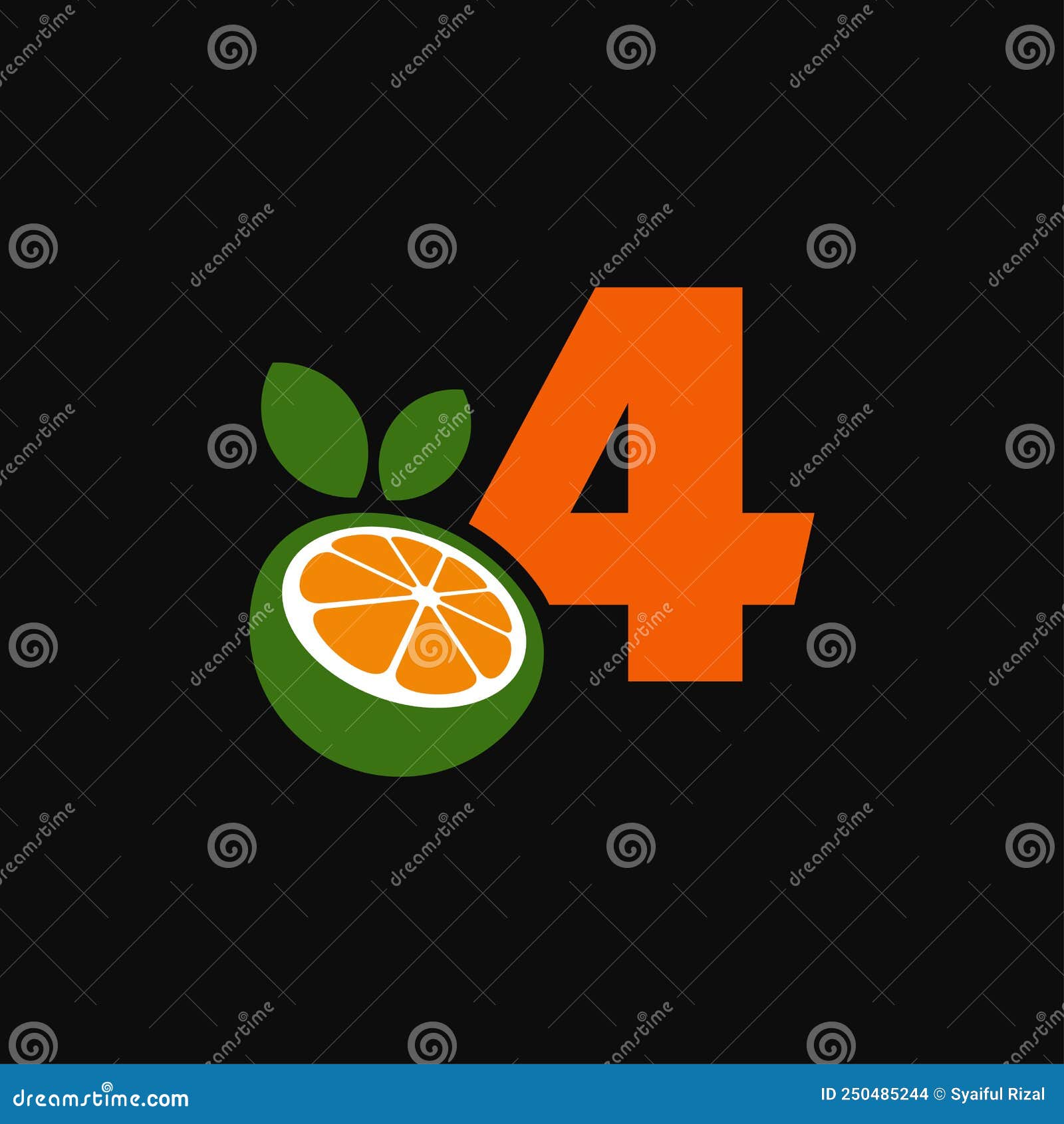 Number 4 Orange Logo with Background Stock Illustration - Illustration ...