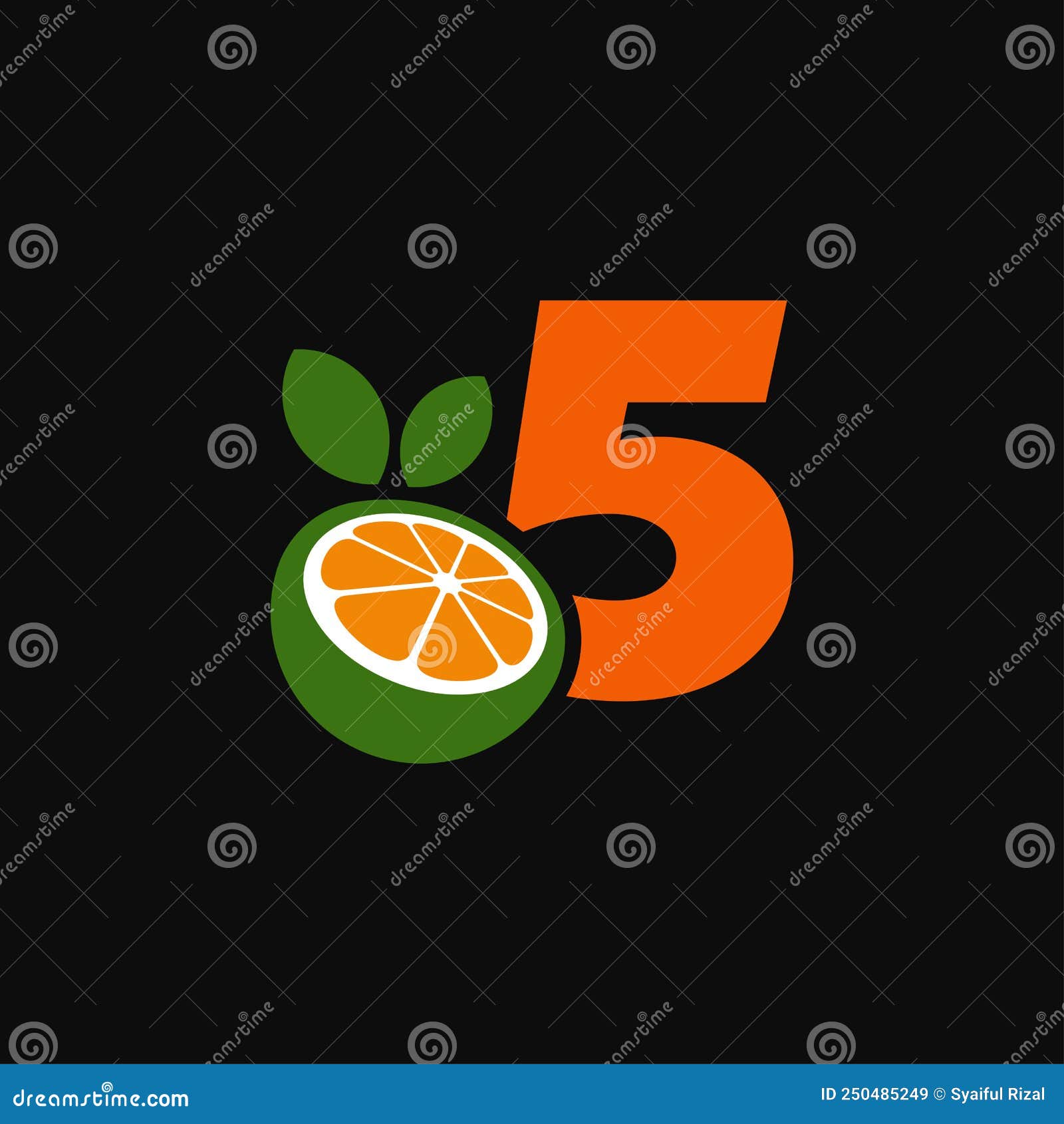 Number 5 Orange Logo with Background Stock Vector - Illustration of ...