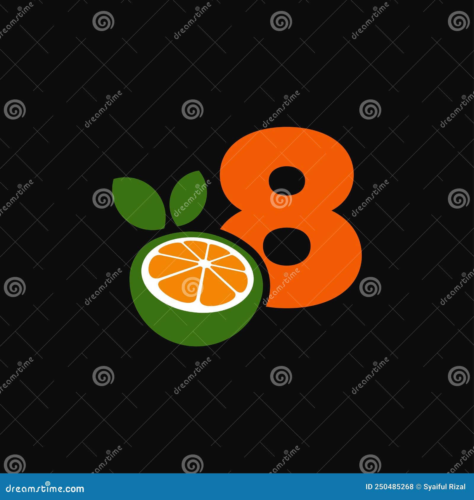 Number 8 Orange Logo with Background Stock Illustration - Illustration ...