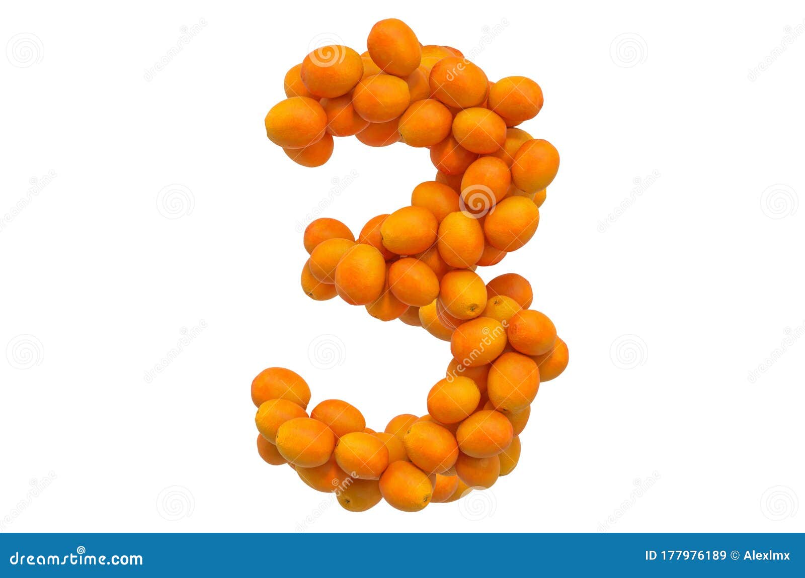 Number 3 from Oranges, 3D Rendering Stock Illustration - Illustration ...
