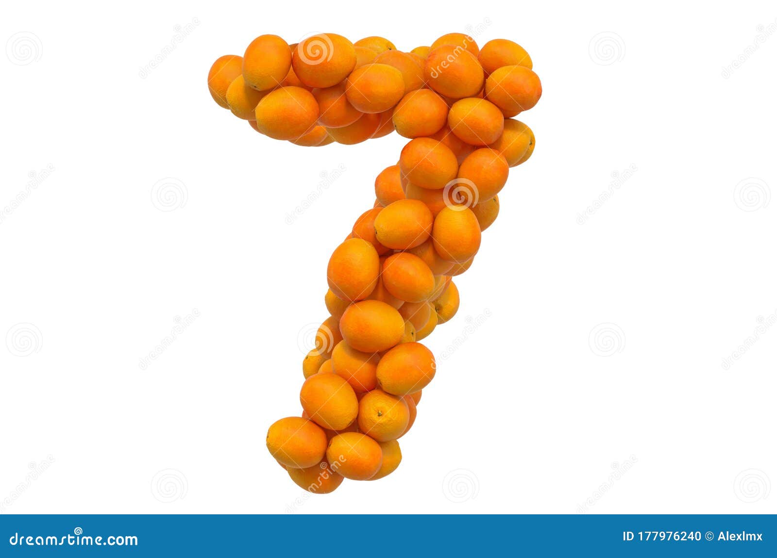 Number 7 from Oranges, 3D Rendering Stock Illustration - Illustration ...