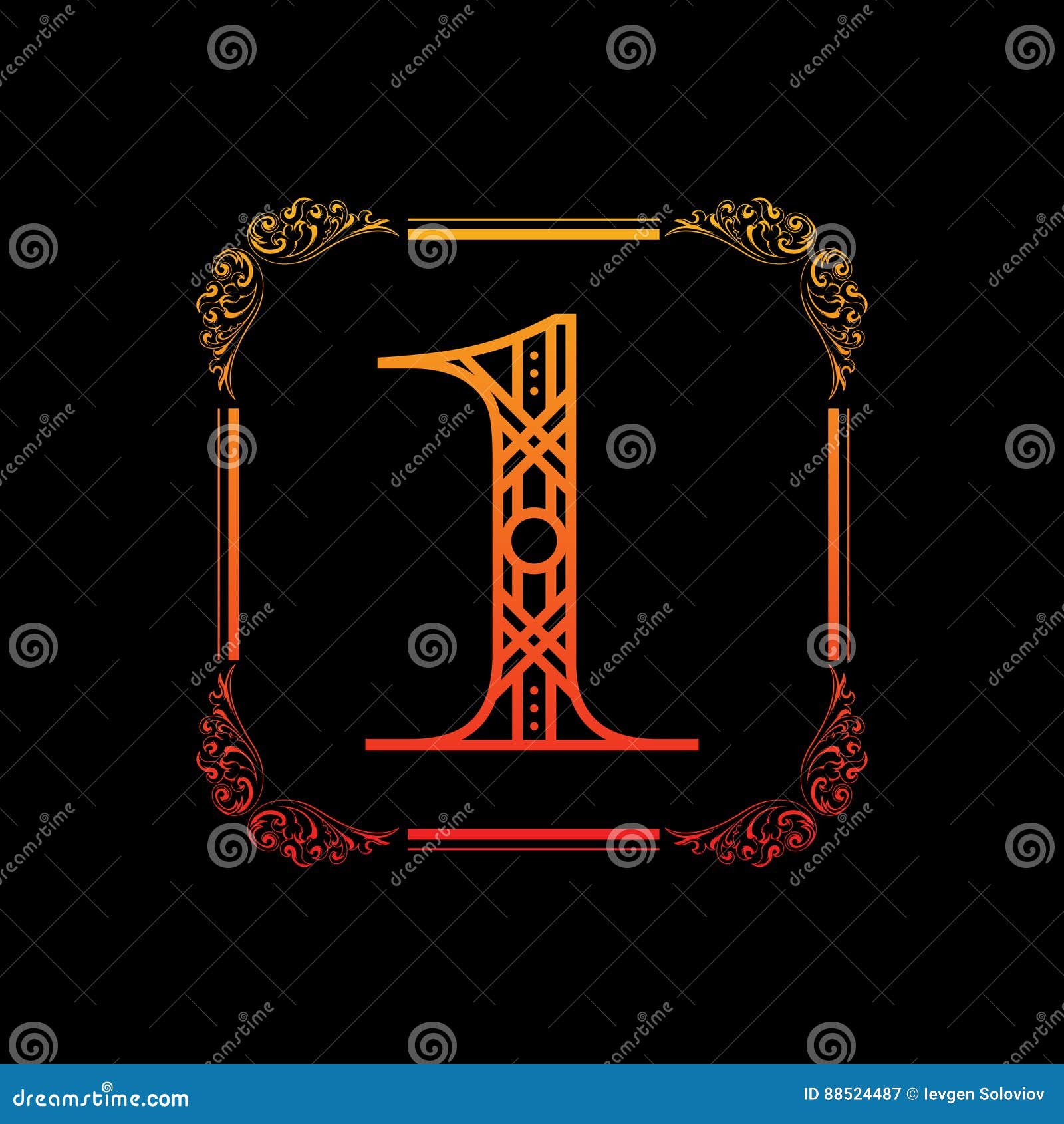 Number 1 with ornament stock vector. Illustration of flat - 88524487