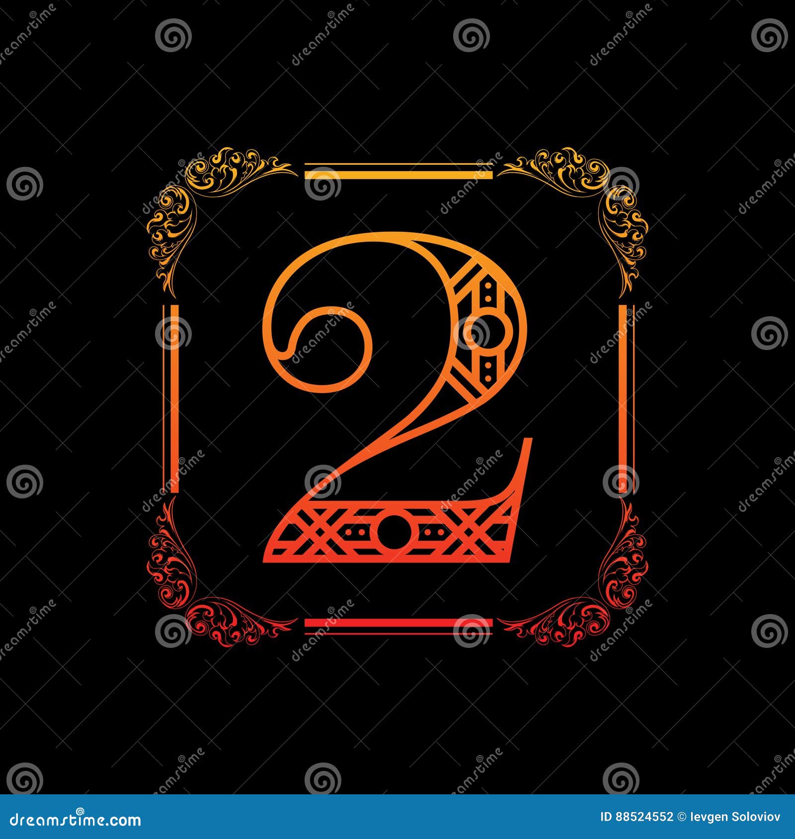 Number 2 with ornament stock vector. Illustration of pattern - 88524552