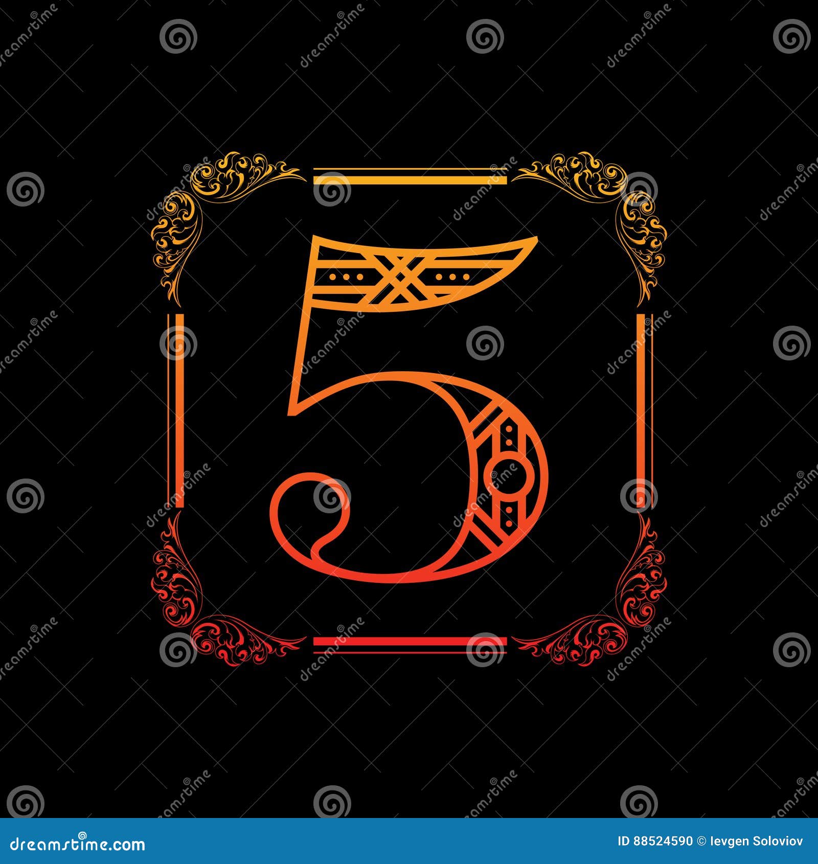 Number 5 with ornament stock vector. Illustration of backgrounds - 88524590