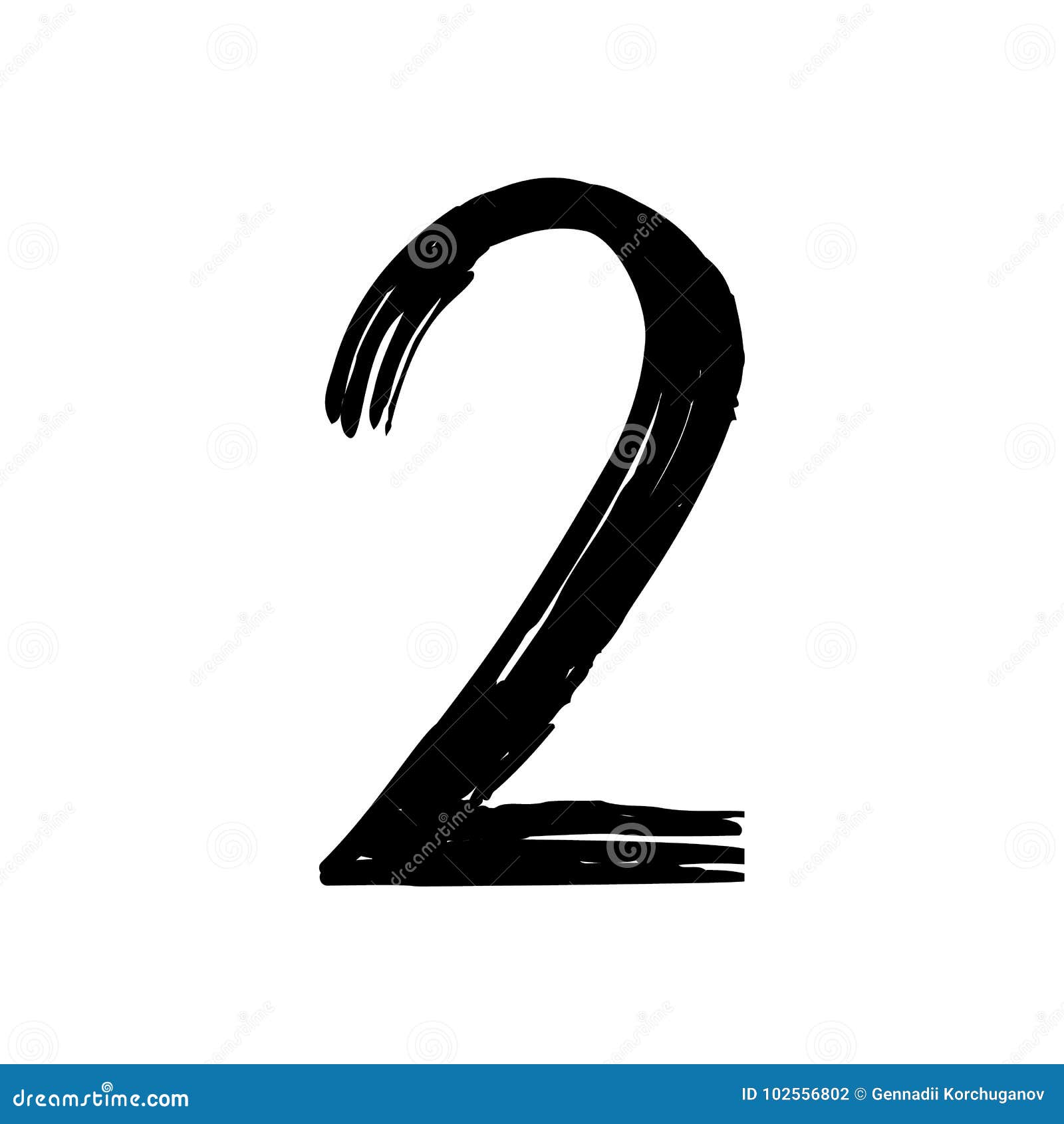 Number 2 painted by brush stock vector. Illustration of abstract ...