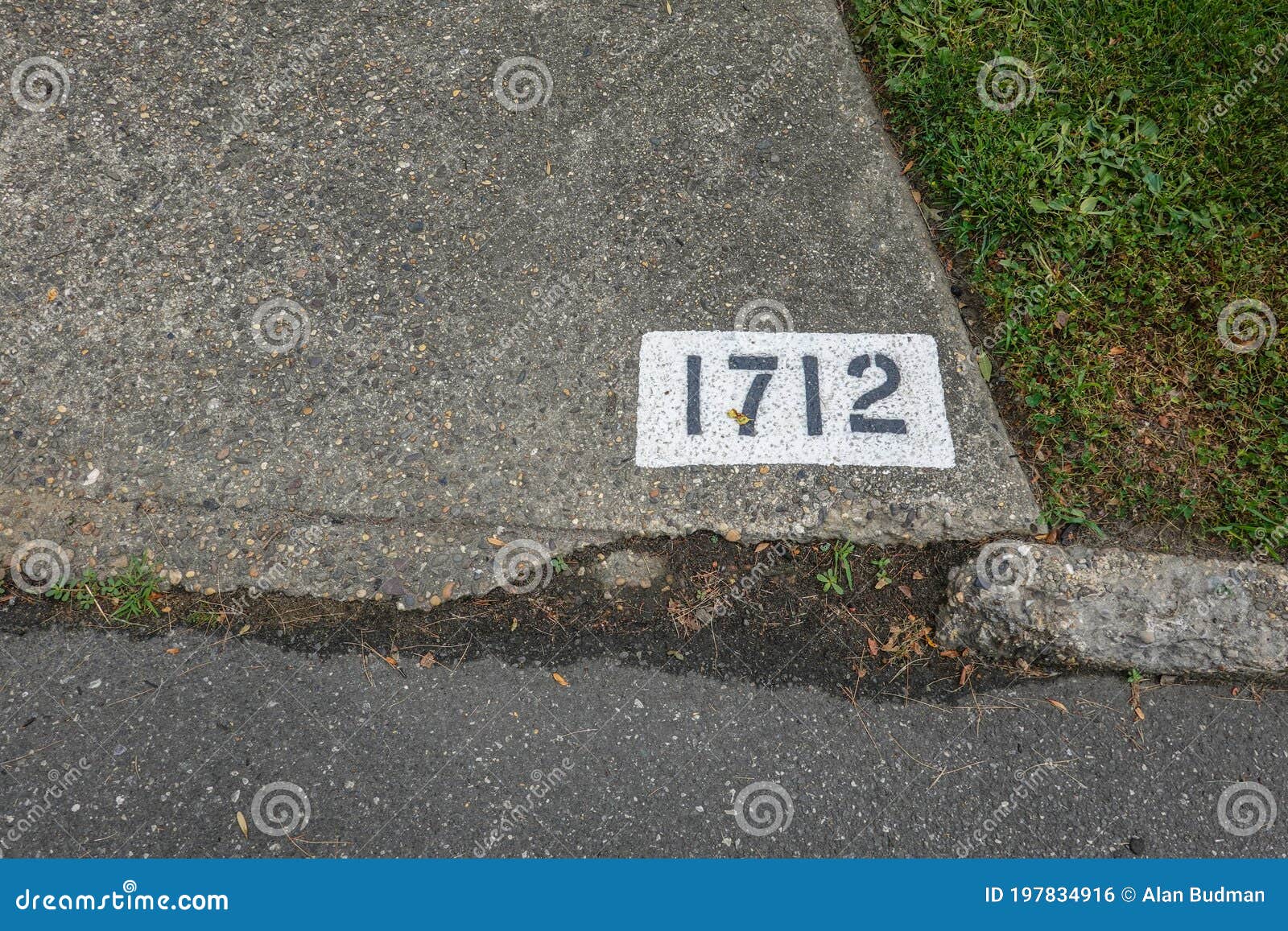 The Number 1712 Painted on a Concrete Driveway with a White Background ...