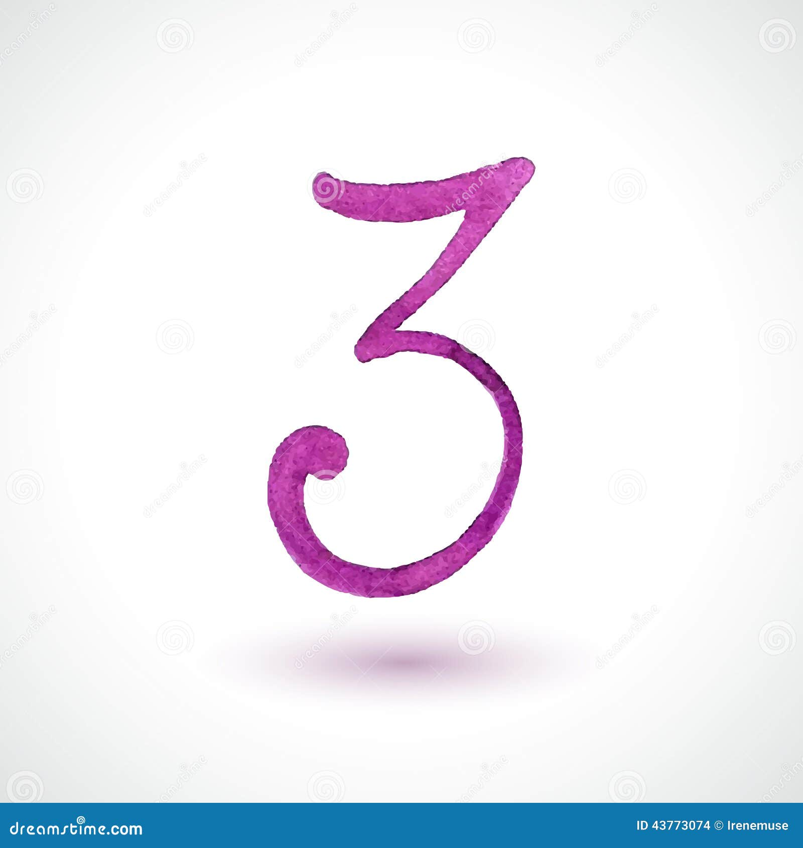 Number 3 Painted with Watercolor Stock Vector - Illustration of drop ...
