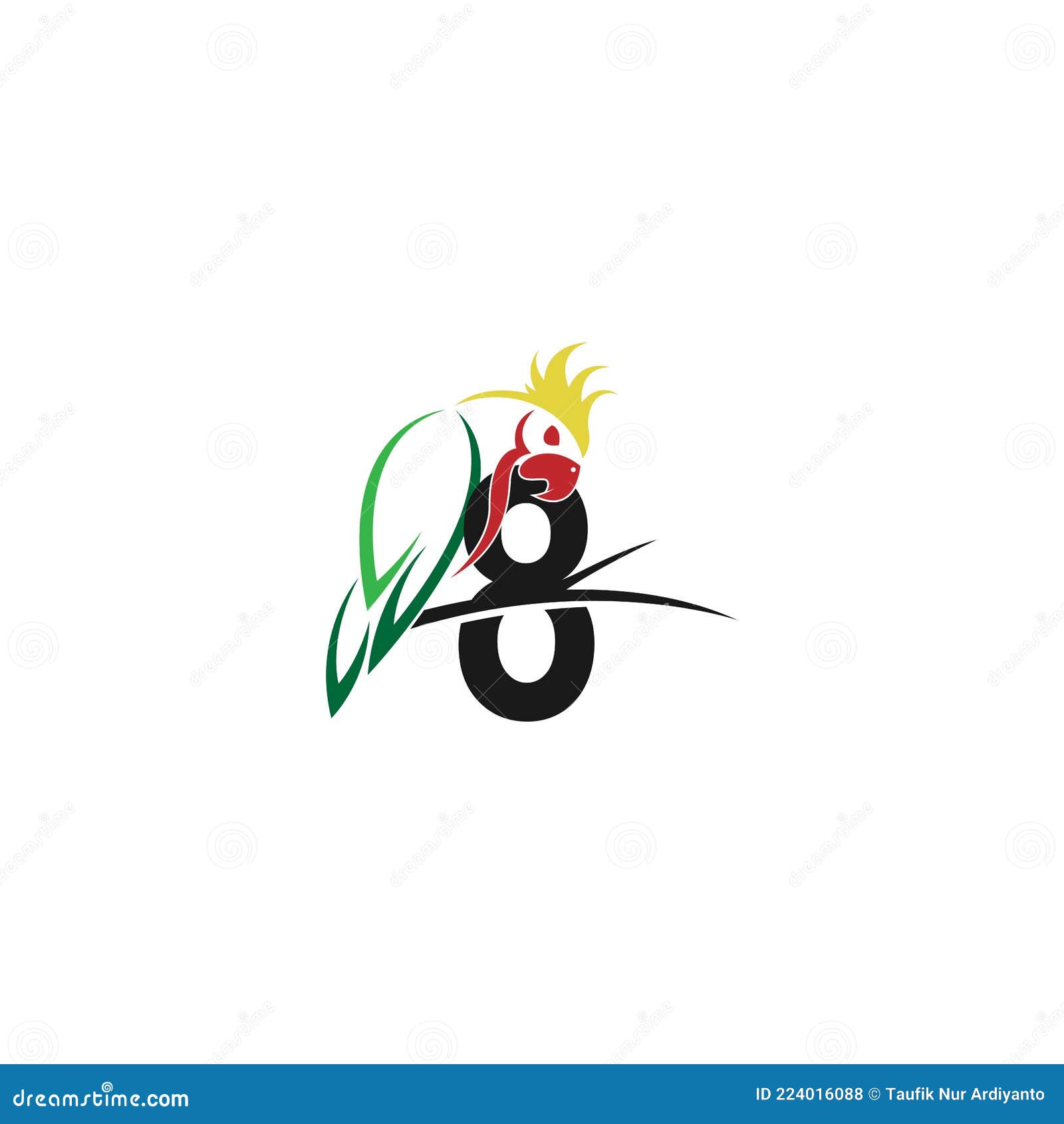 Number 8 with Parrot Bird Icon Logo Design Vector Stock Vector ...
