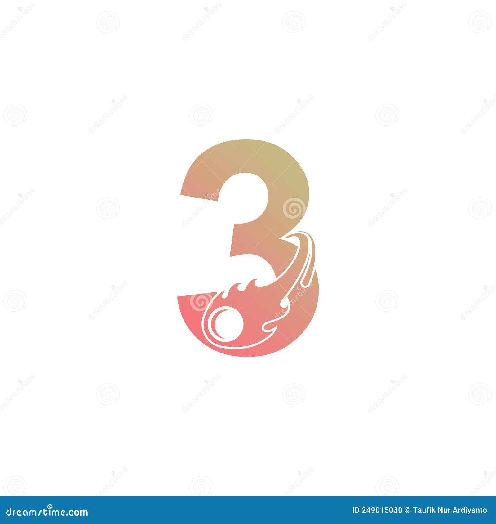 Number 3 is Passed by a Falling Meteor Icon Illustration Stock ...