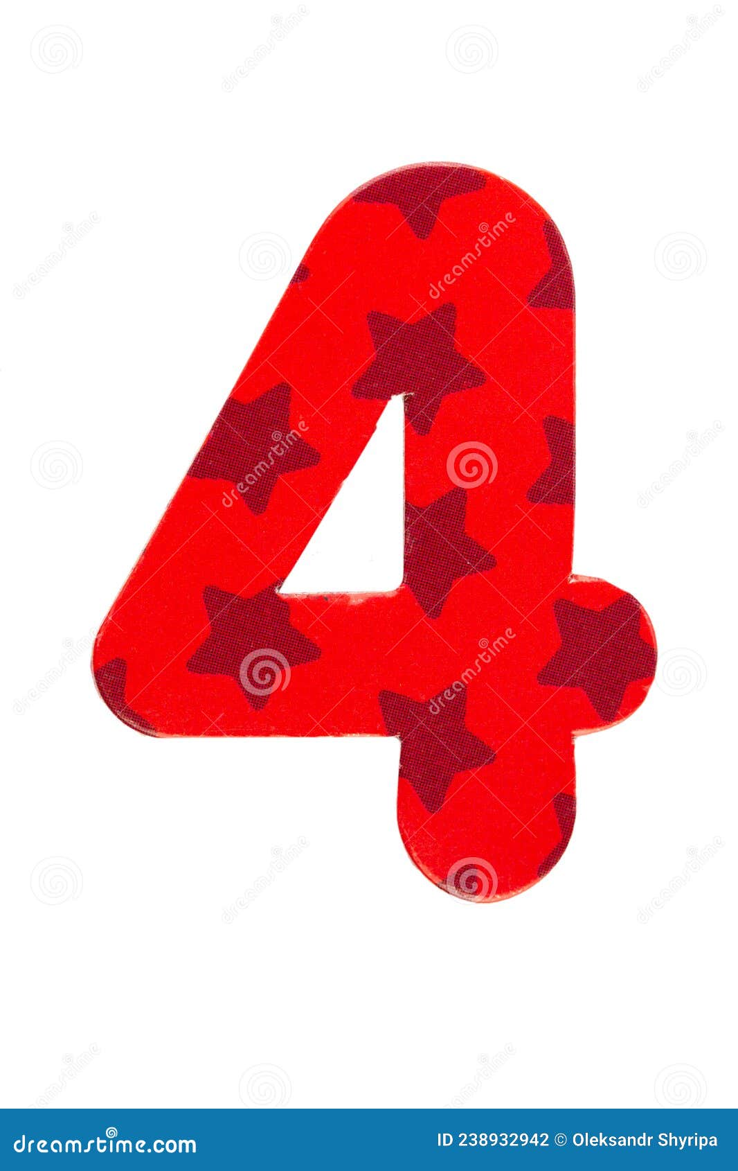 Number 4 with a Pattern of Stars Isolated White Background. File ...