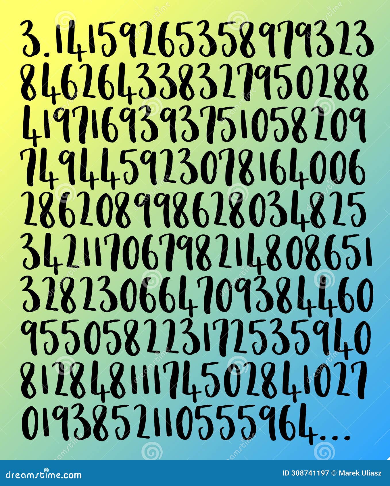 Number Pi 3.1415 with 140 Decimal Places, Mathematics and Pi Day Stock ...