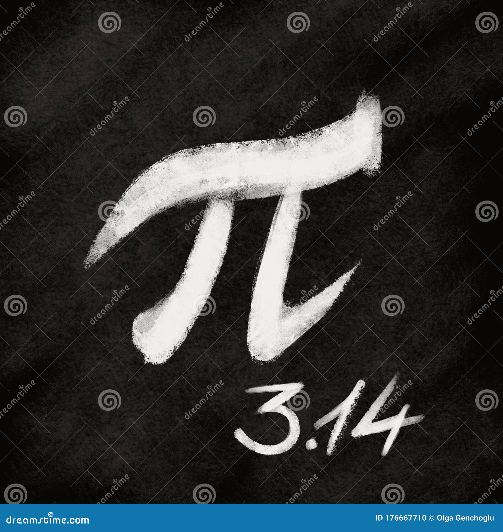 Number Pi White Chalk on a Black Board Stock Illustration ...