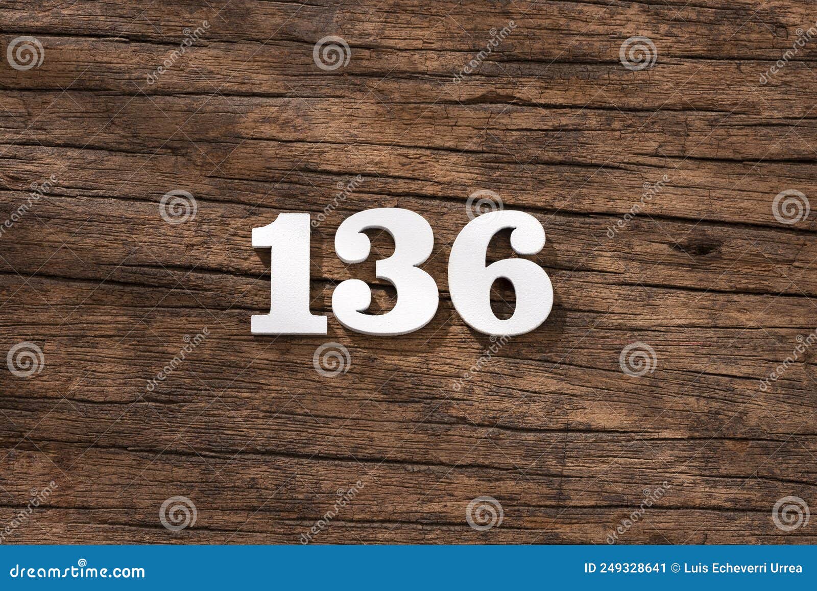 Number 136 - Piece on Rustic Wood Background Stock Image - Image of ...