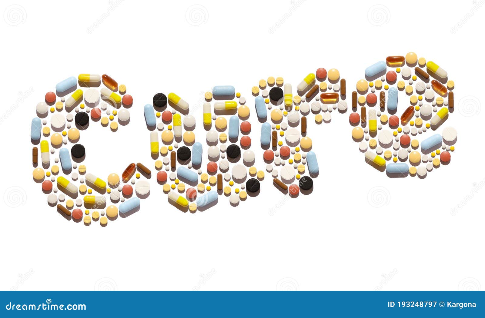 A Number of Pills of Different Colors in the Shape of a Word `Cure ...