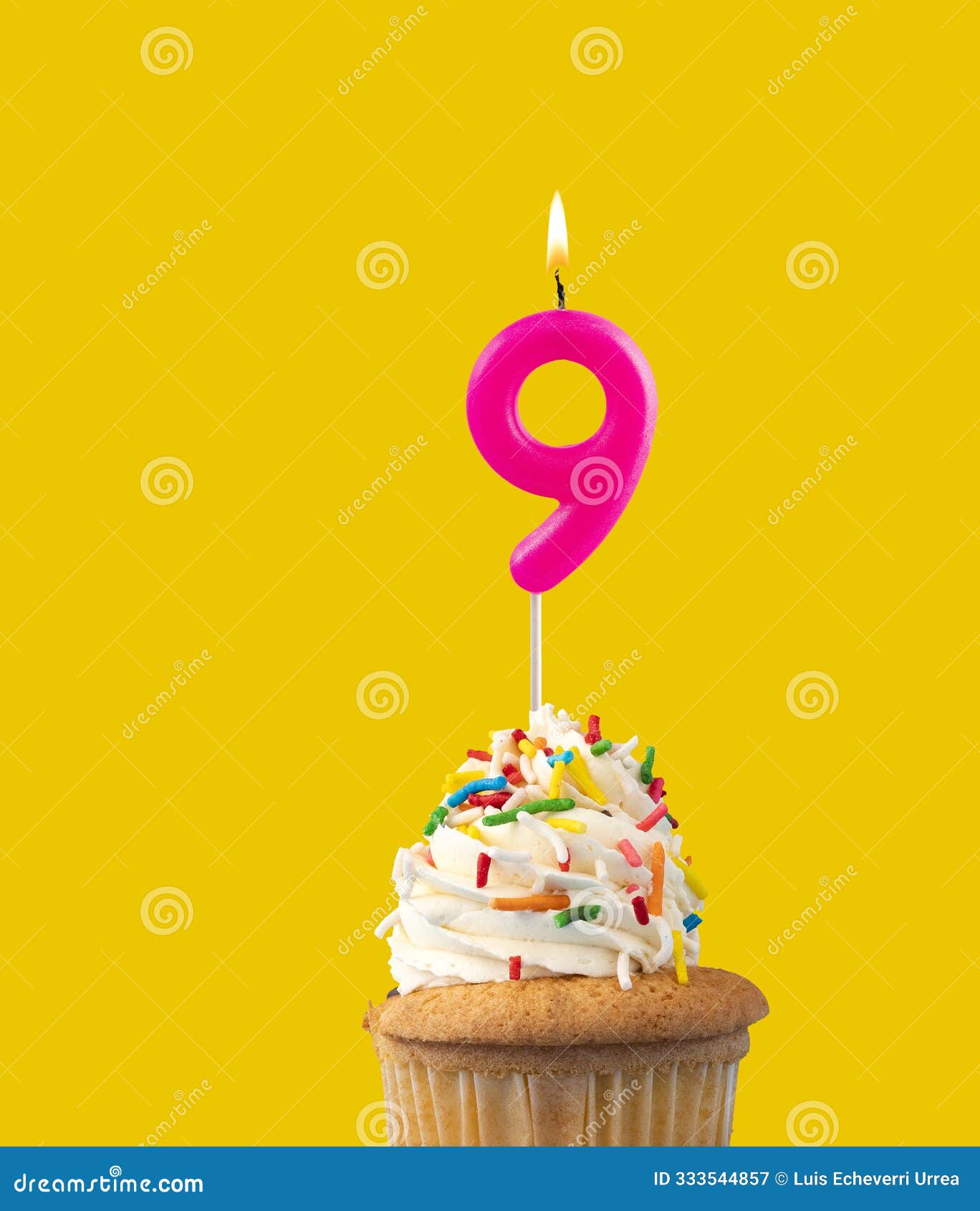 Number 9, Pink Birthday Candle - Cupcake Birthday Stock Image - Image ...