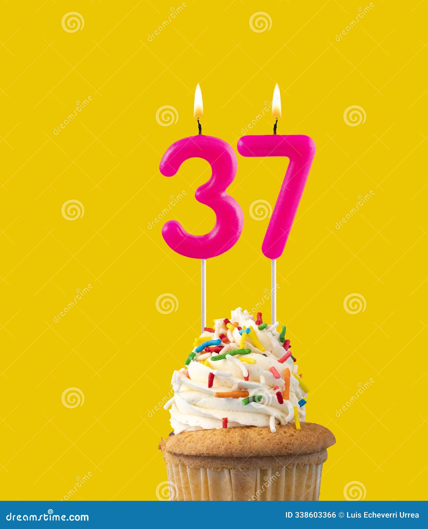 Number 37, Pink Birthday Candle - Cupcake Birthday Stock Photo - Image ...