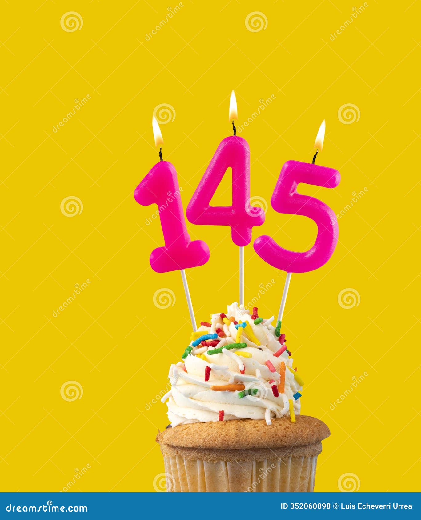 Number 145, Pink Birthday Candle - Cupcake Birthday Stock Illustration ...