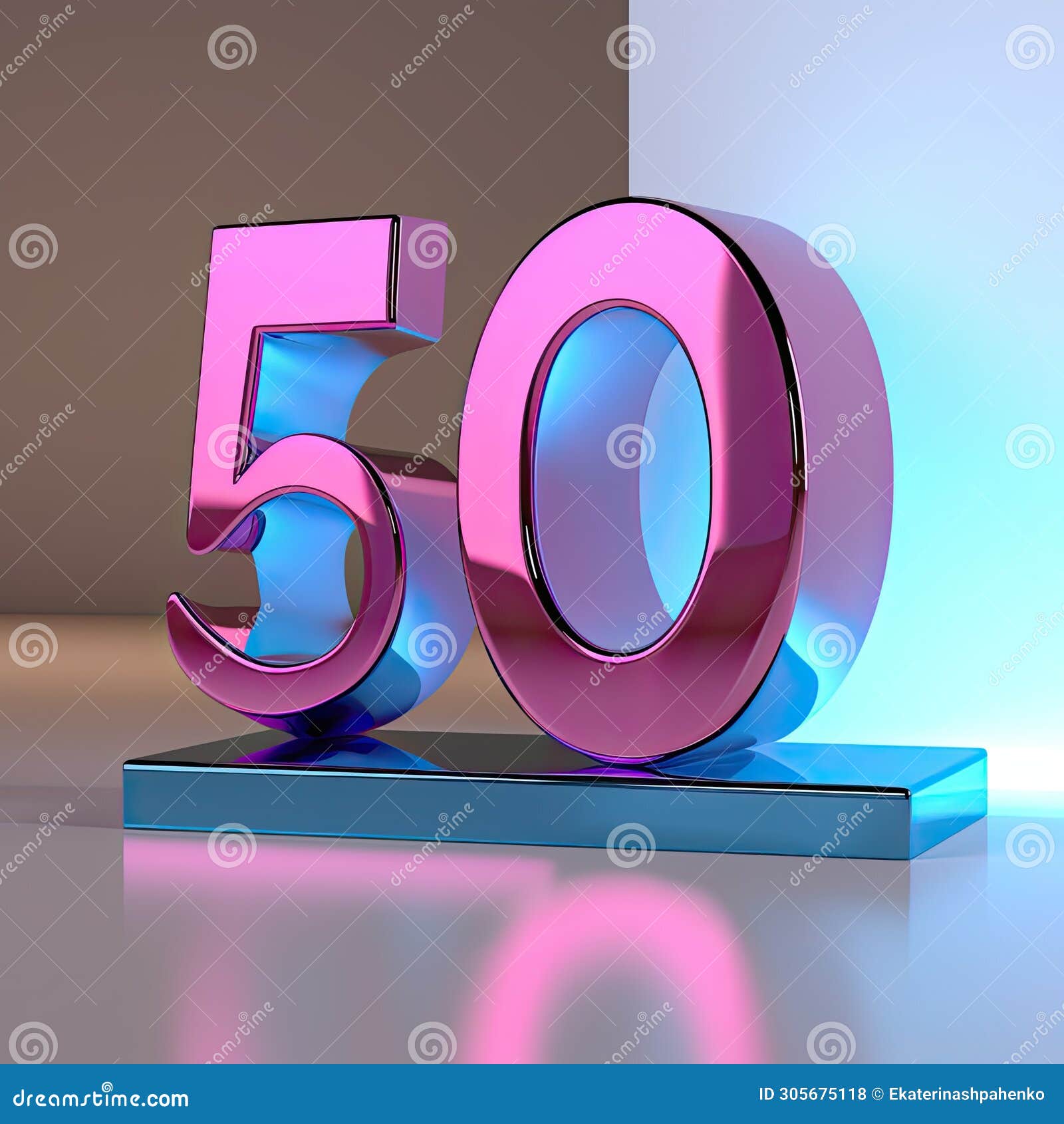 The Number 50 on a Pink and Blue Background Stock Illustration ...