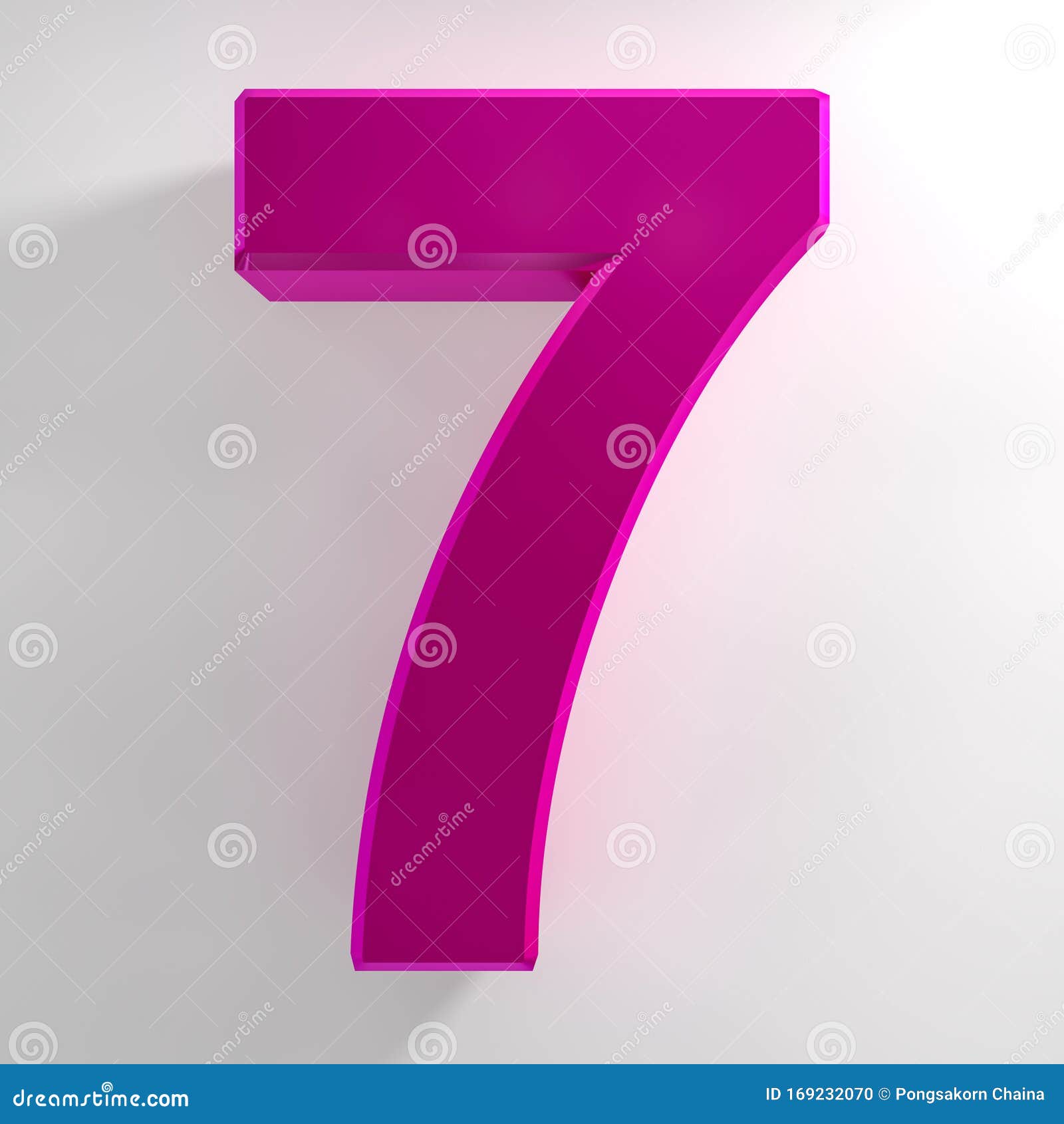 Number 7 Pink Color Collection on White Background Illustration 3D ...