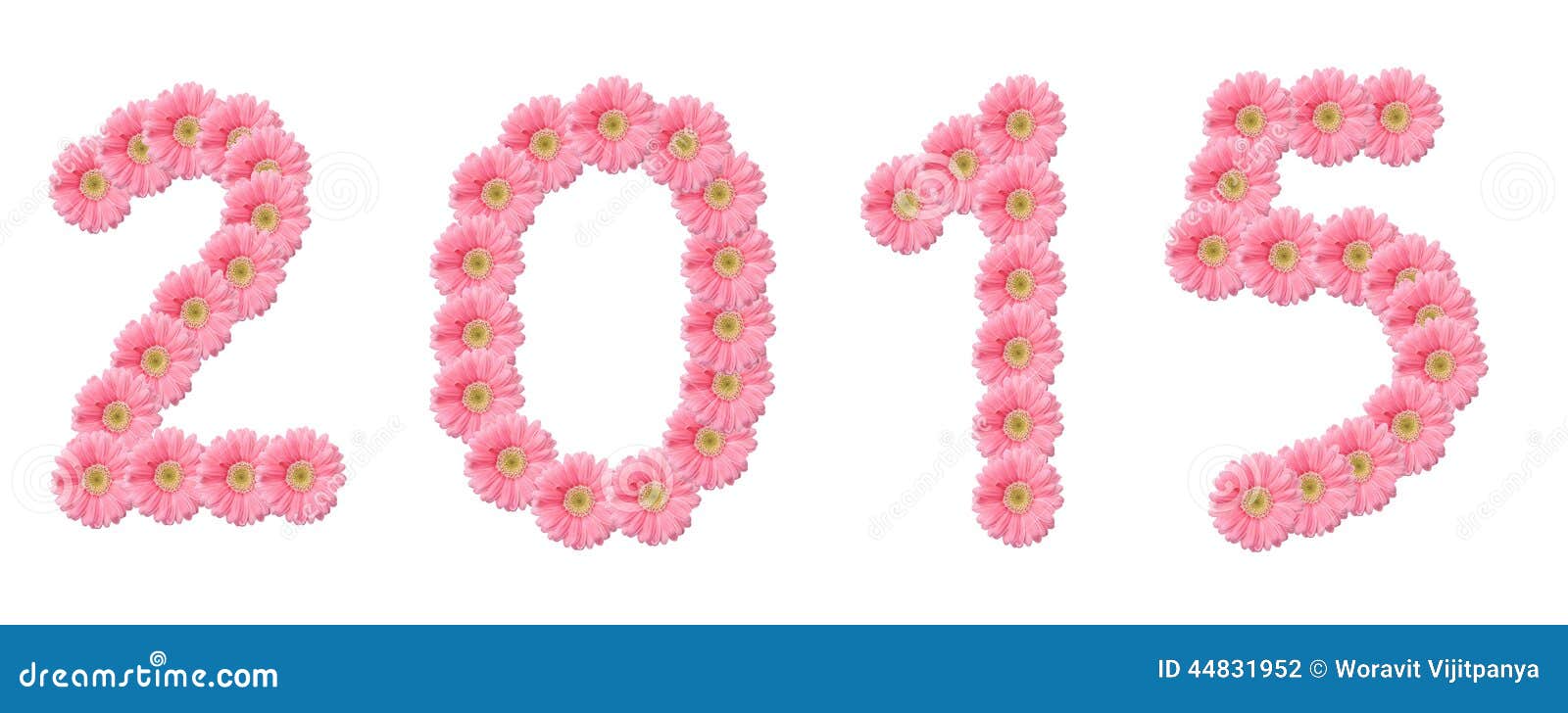Number 2015 pink flowers stock photo. Image of artwork - 44831952