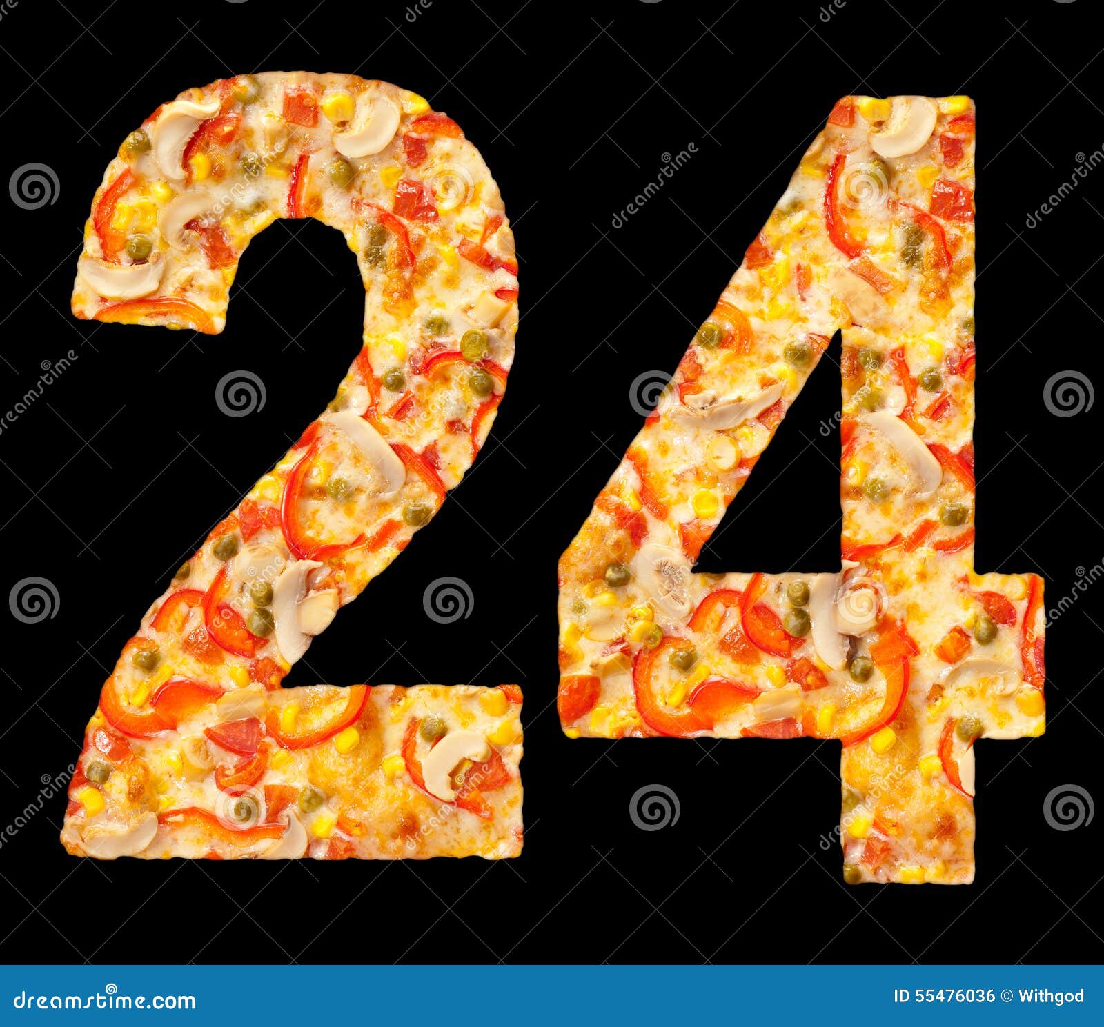 Number 24 of Pizza with Mushrooms, Isolated Stock Photo - Image of ...