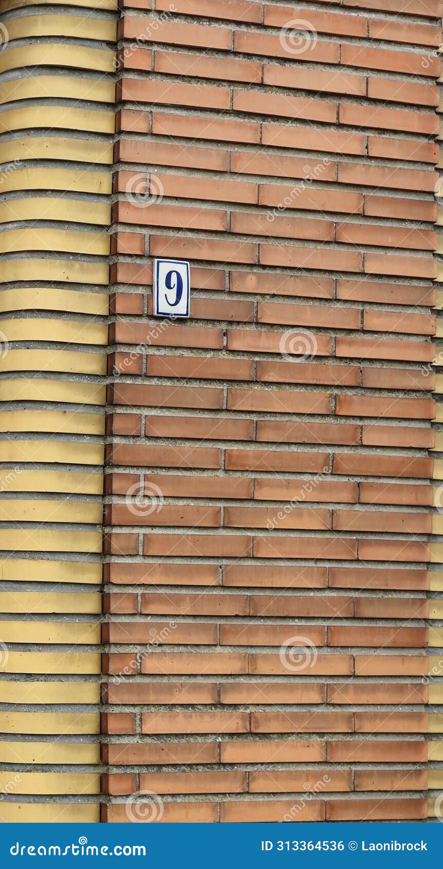Number Plate. Number 9 (nine) Against a Red Brick Wall Background Stock ...