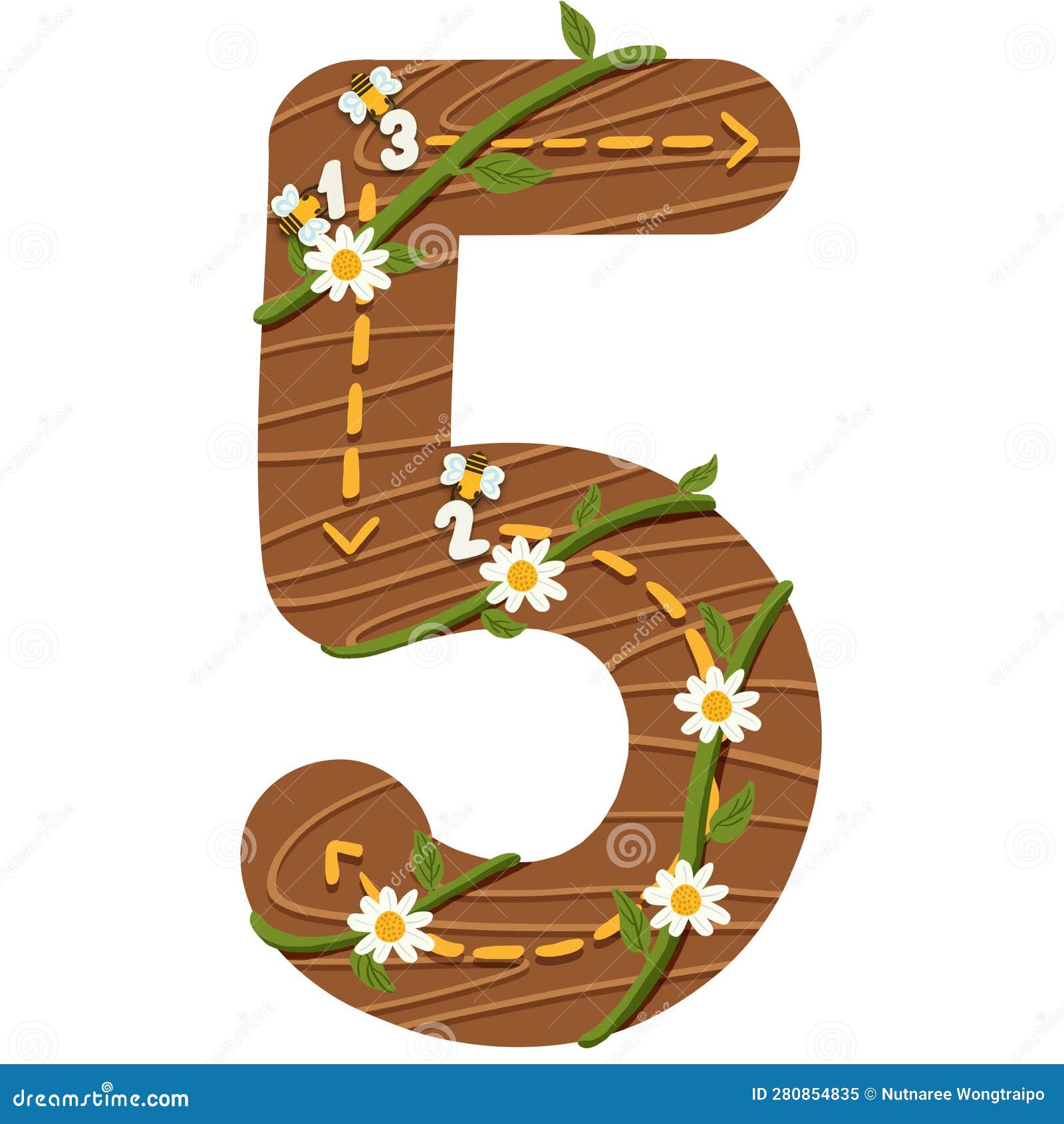 Number 5 : Practice Writing Numbers Stock Illustration - Illustration ...