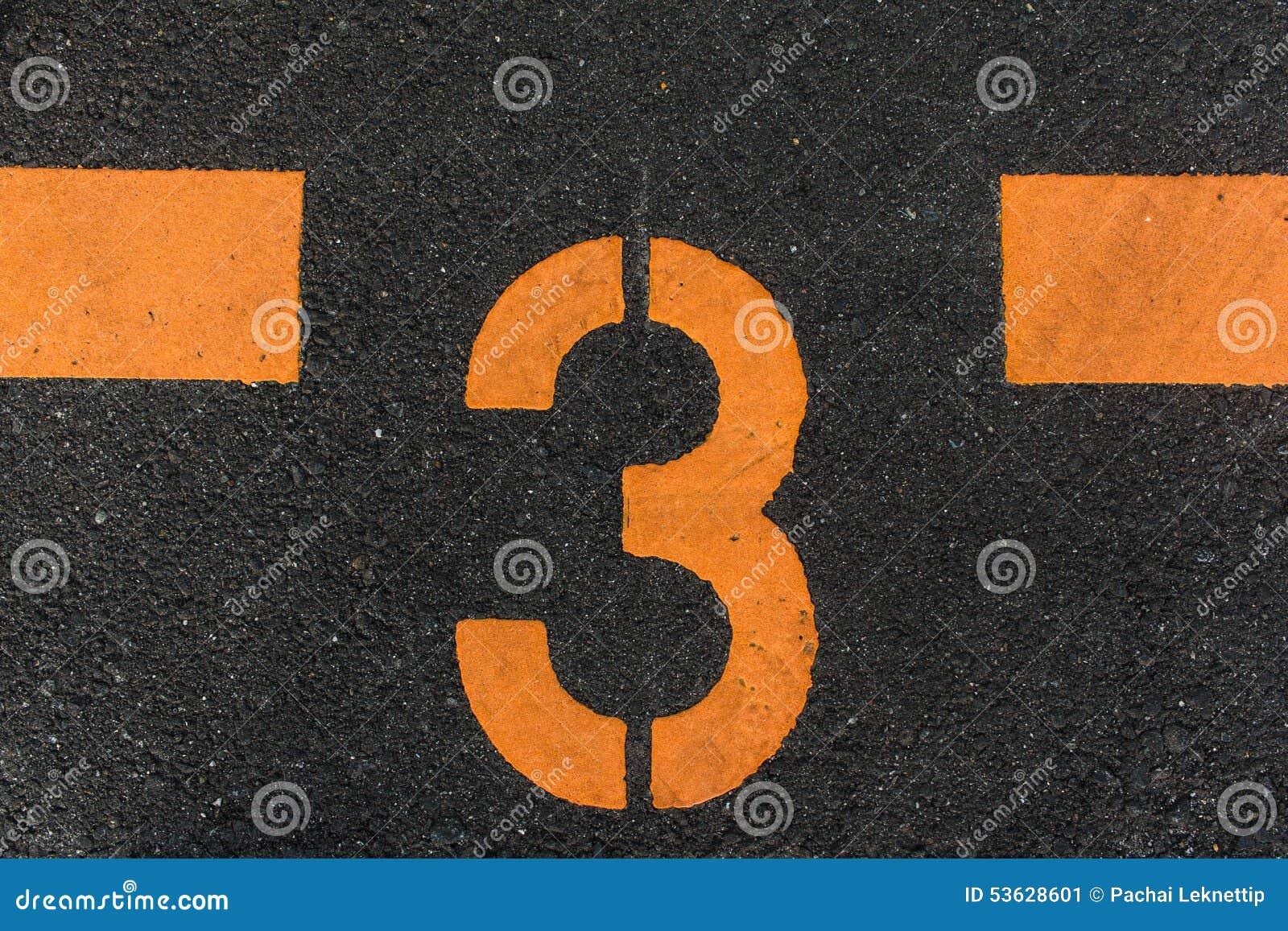 The Number 3 Printed on the Road Stock Image - Image of numeral, retro ...
