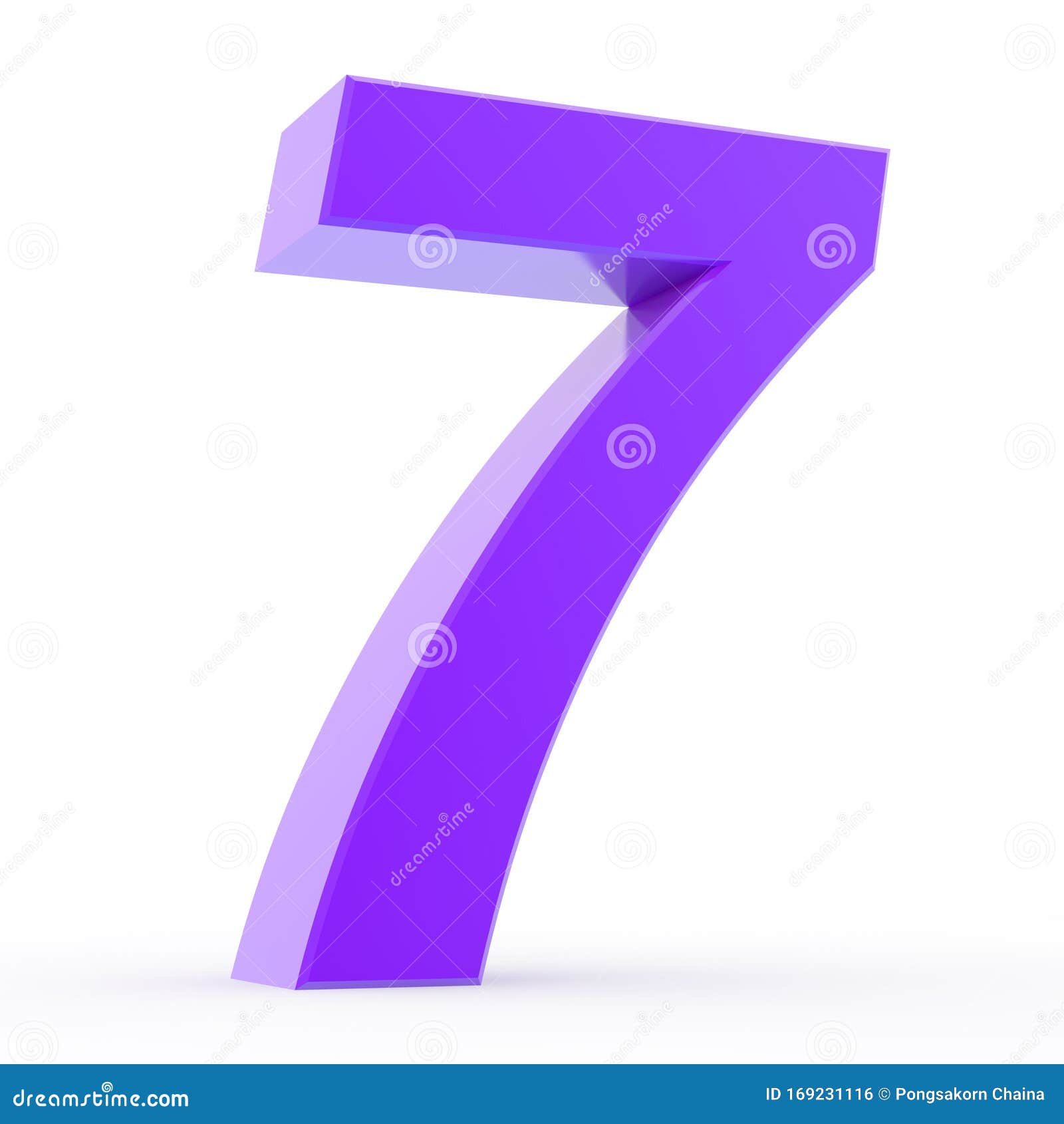 Number 7 Purple Collection on White Background Illustration 3D ...