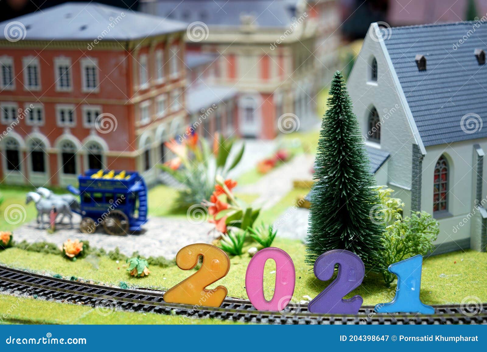 Number 2021 at the Railroad New Year and Christmas Design Stock Image ...