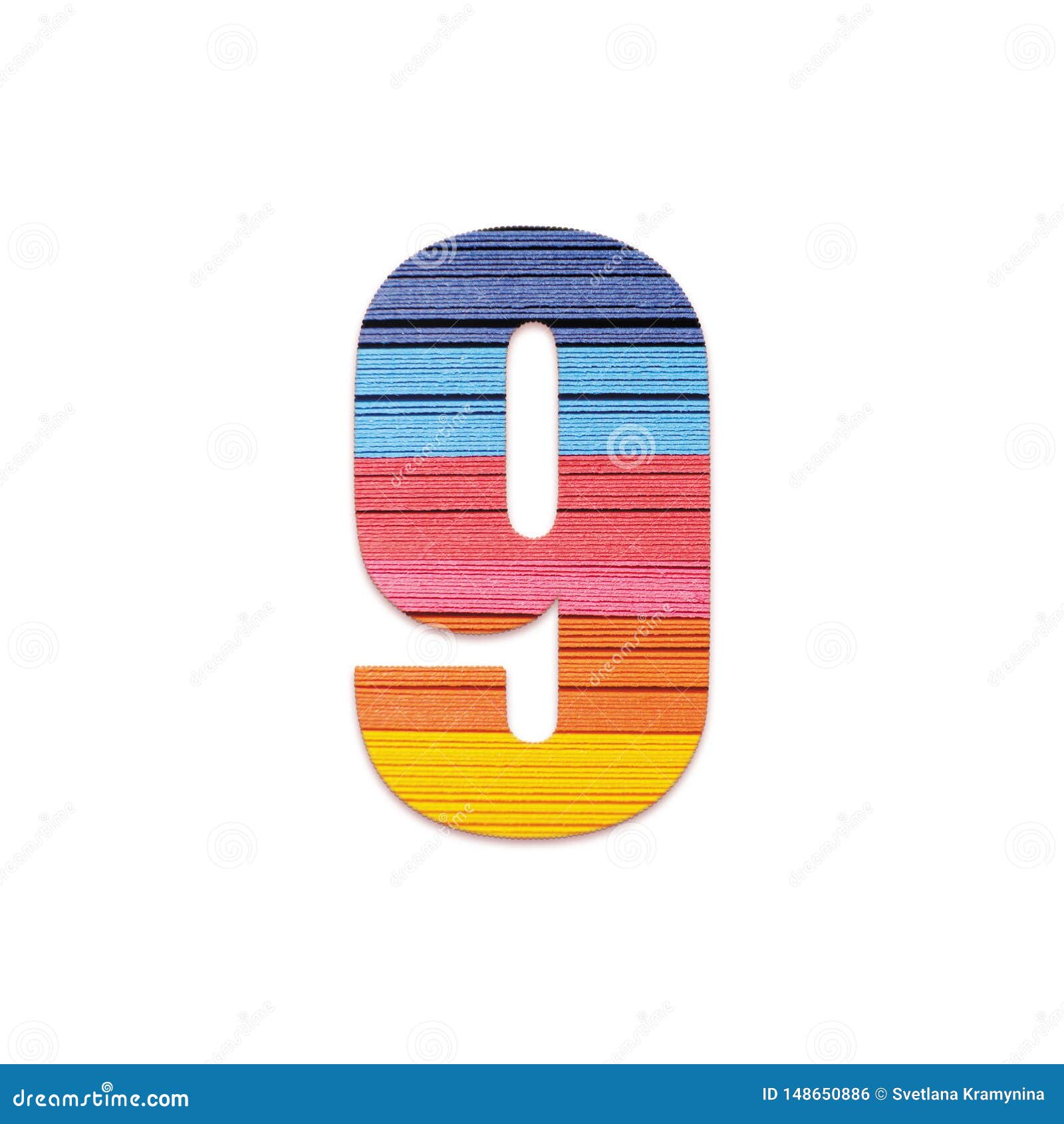 Number 9. Rainbow Color Paper. Stock Photo - Image of fonts, style ...