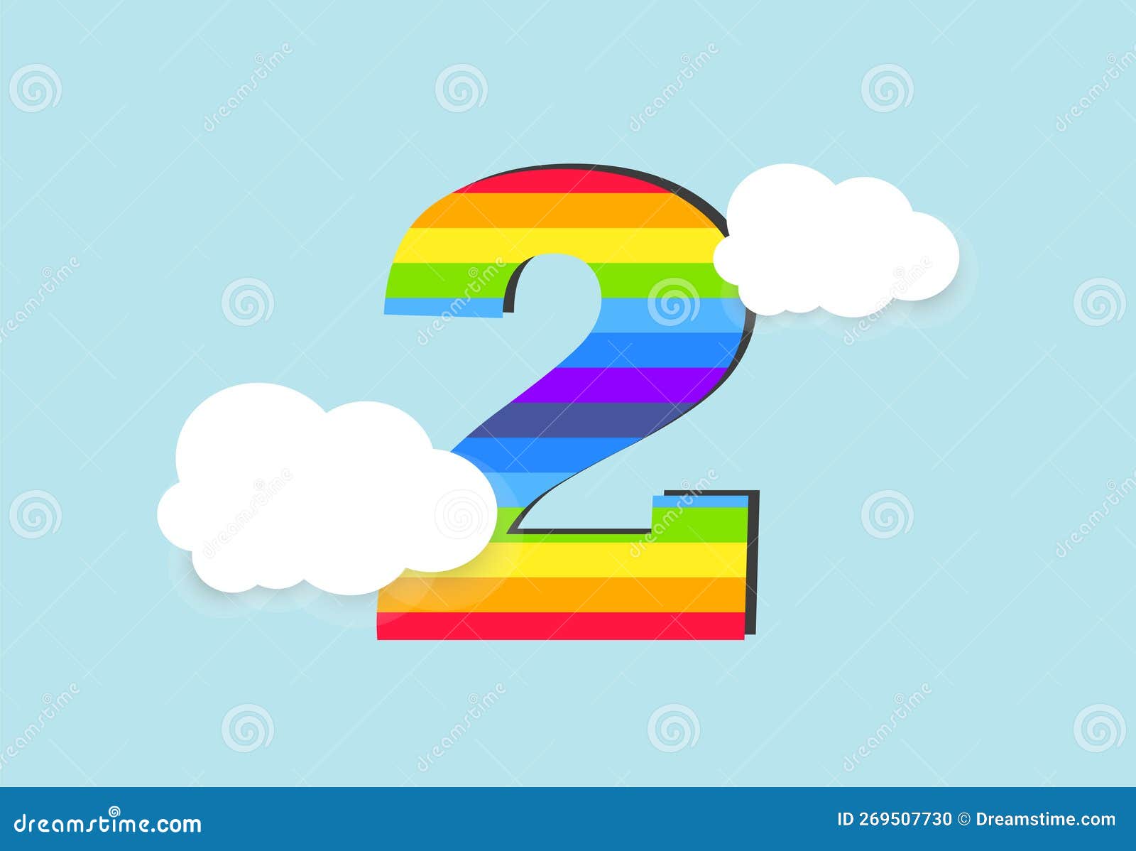 Number 2 Rainbow Counting Learn Object Design Abstract Rainbow Number