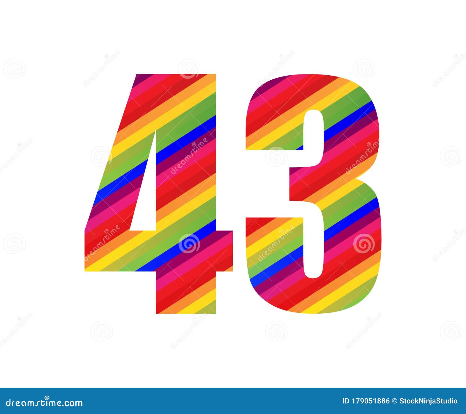 43 Number Rainbow Style Numeral Digit. Colorful Number Vector ... 43 Number Rainbow Style Numeral Digit. Colorful Number Vector ...