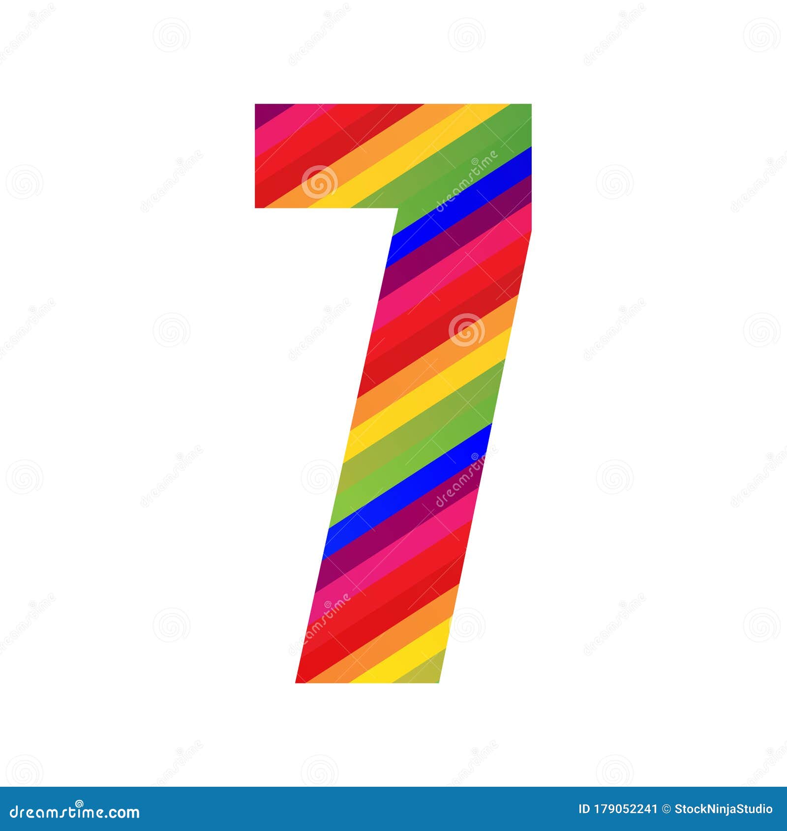 7 Number Rainbow Style Numeral Digit Colorful Number Vector