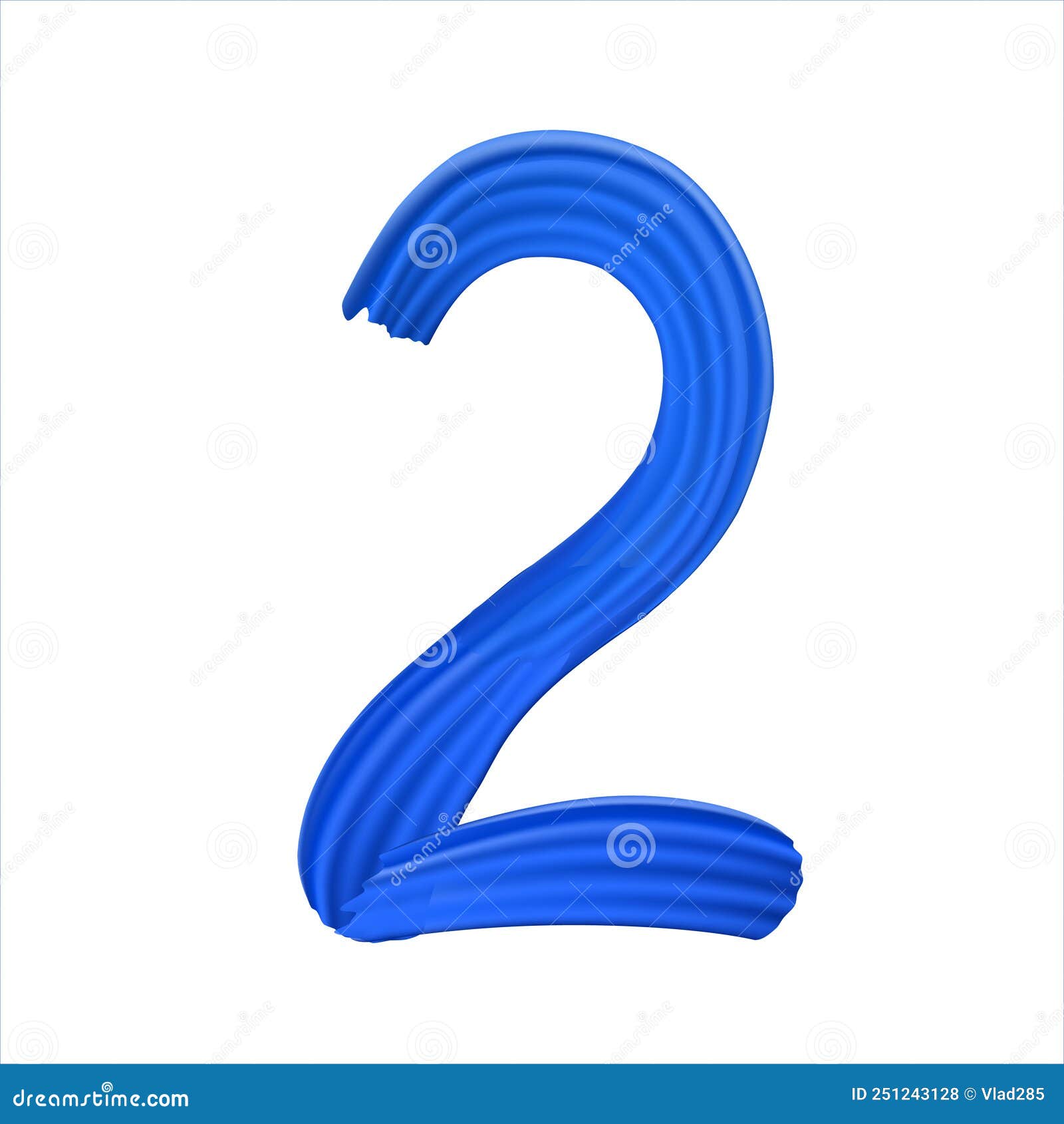 Number 2 of Realistic Blue Paint Brush Strokes. Stock Illustration ...