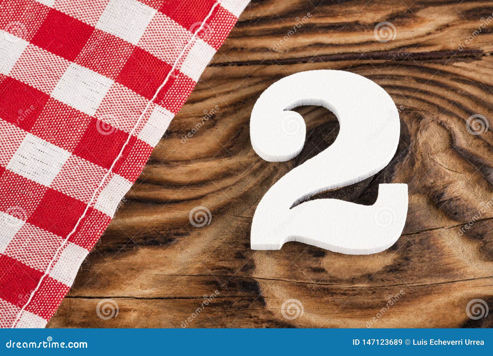 Number 2 - Red Checkered Cloth Tablecloth on Rustic Wooden Background ...