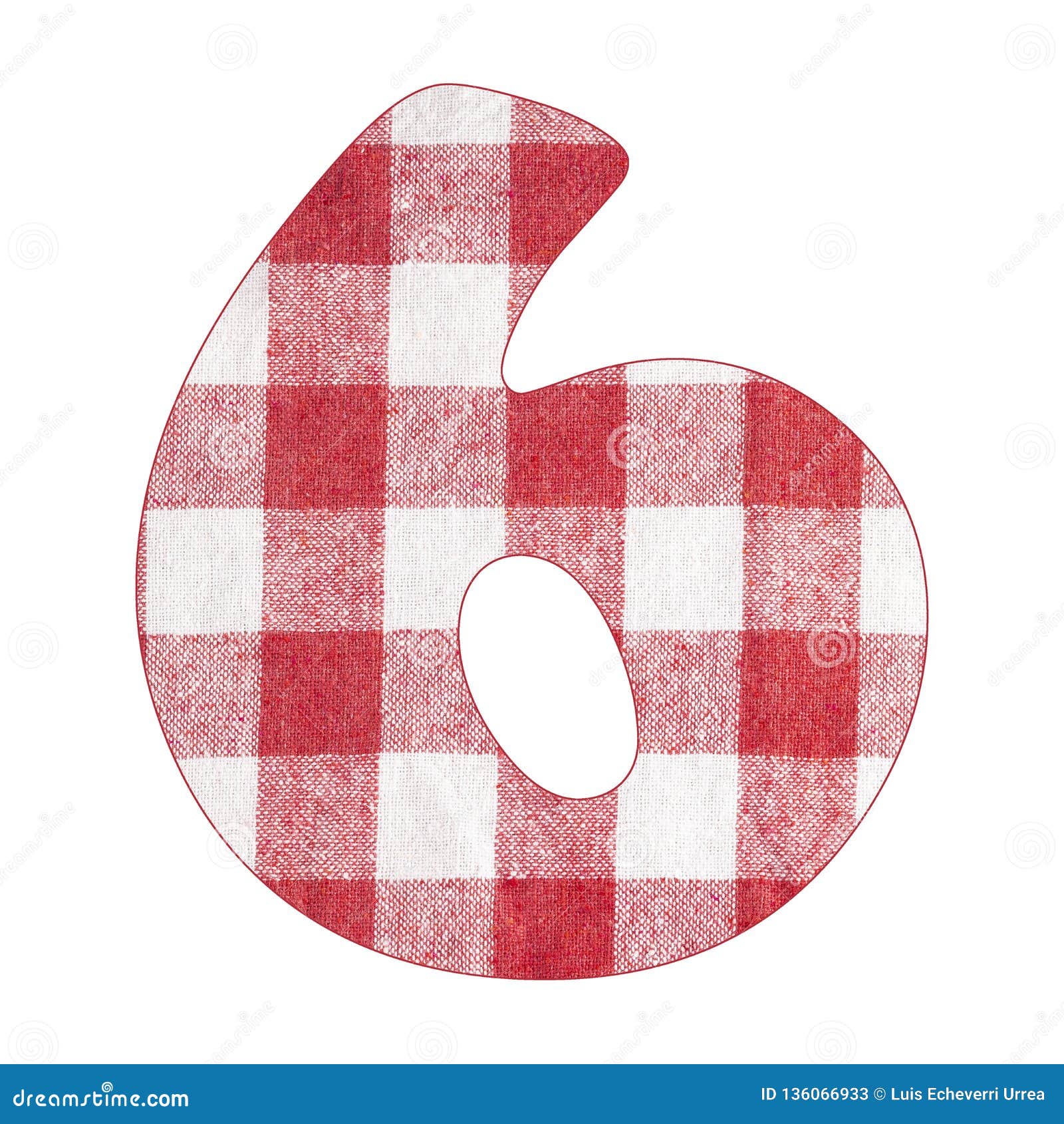 Number 6 - Red Checkered Napkin Background. Top View Stock Illustration ...