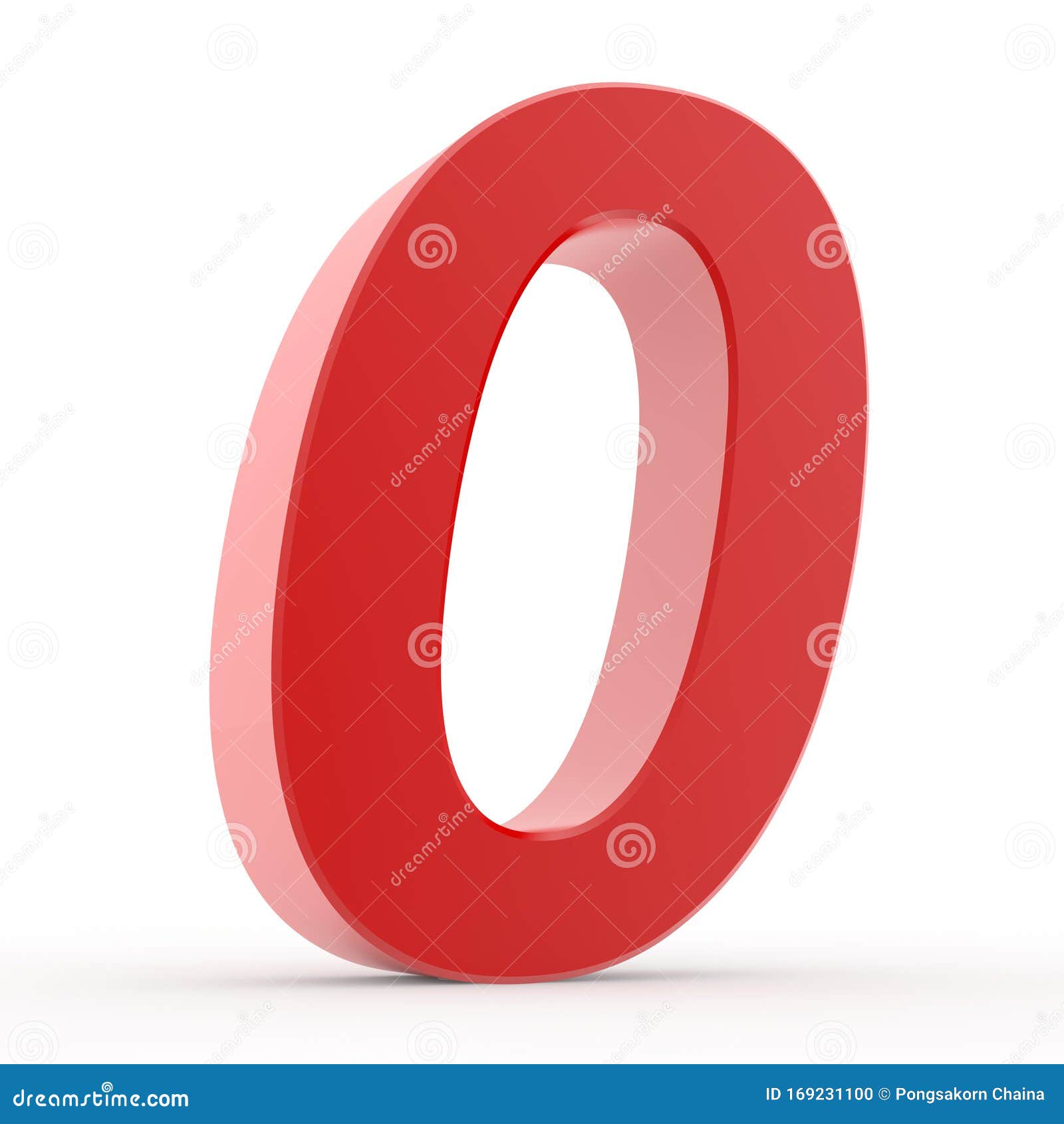 Number 0 Red Collection on White Background Illustration 3D Rendering ...