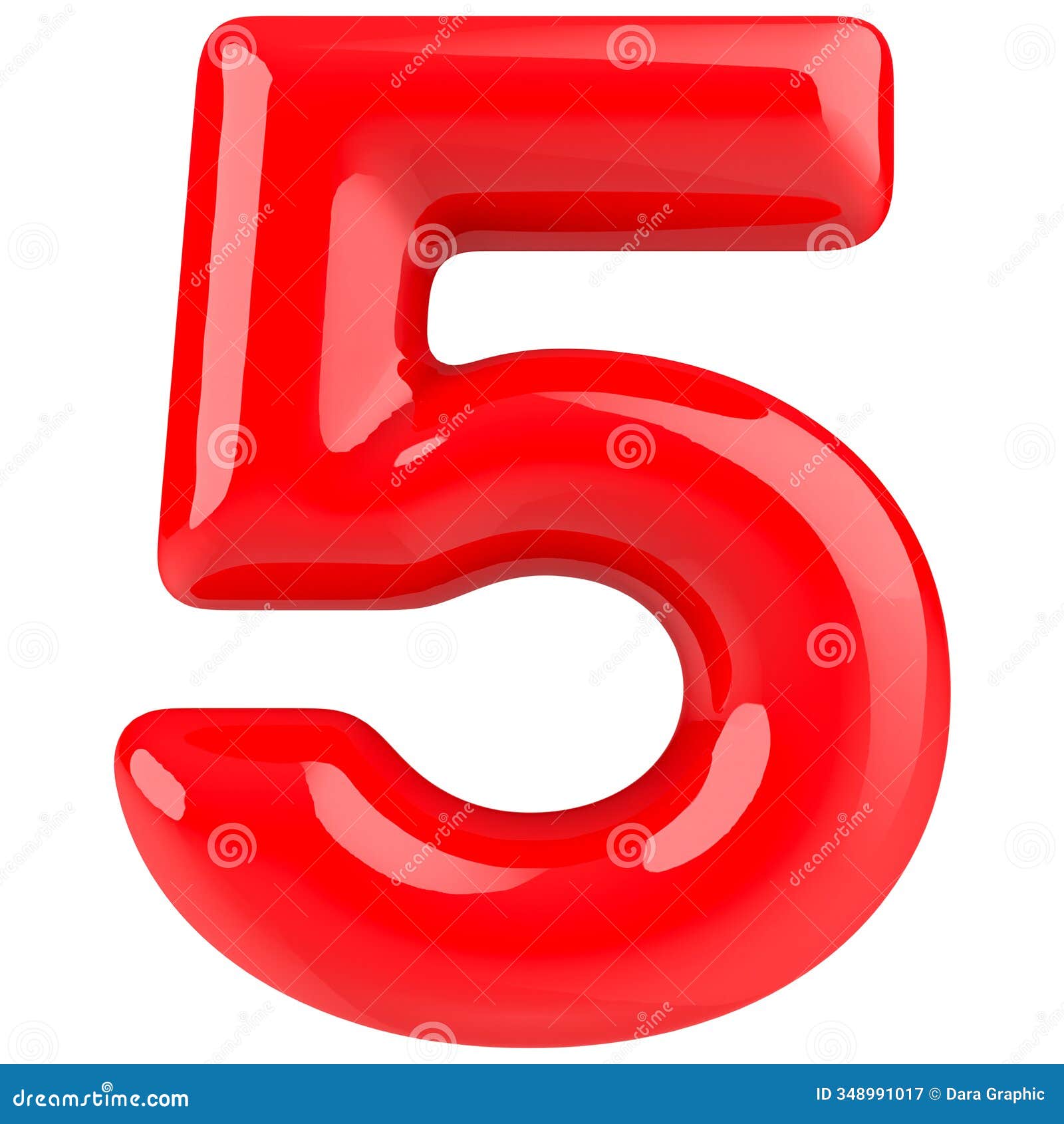 Number 5 Red 3D Render with White Background Stock Illustration ...
