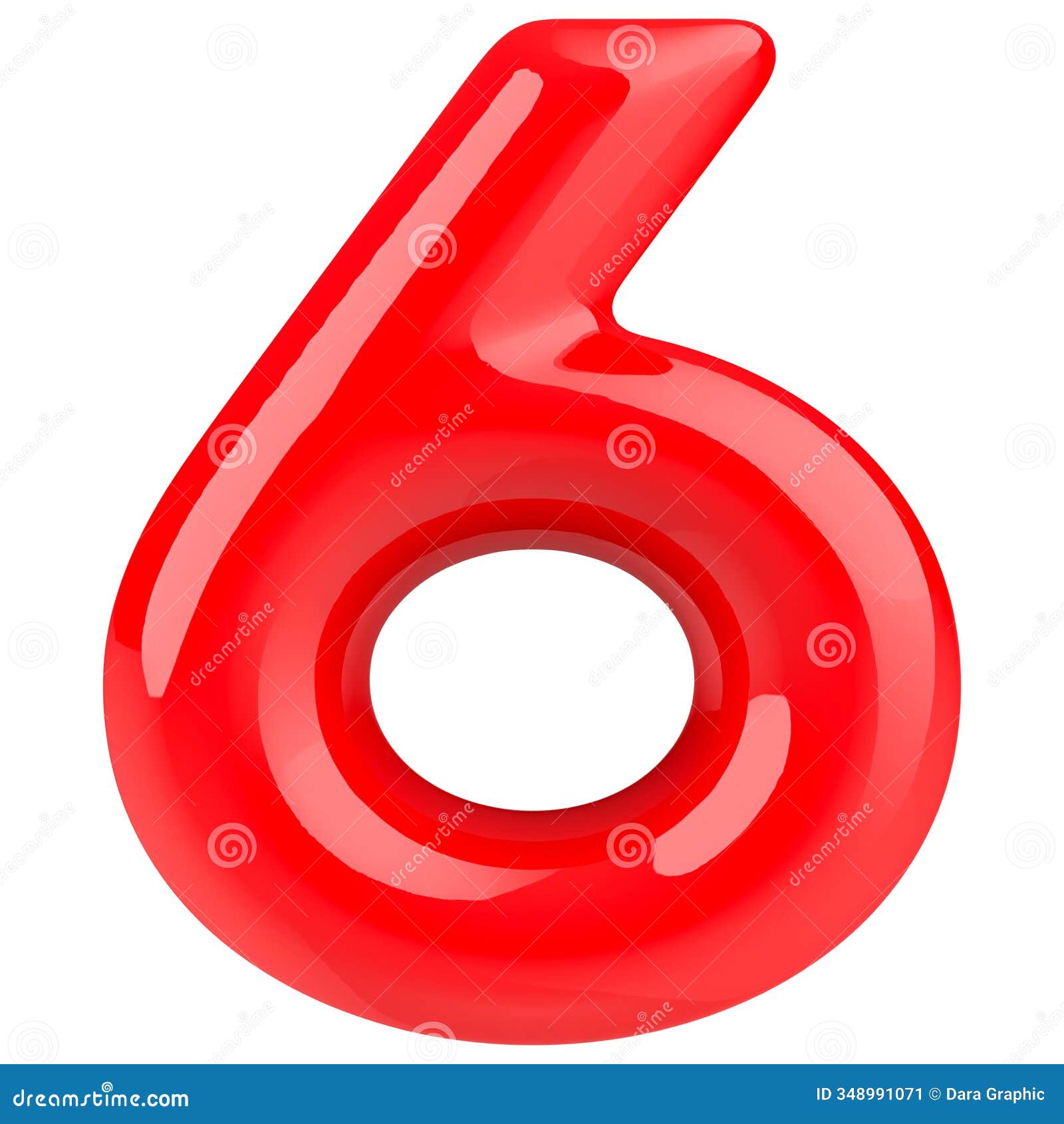 Number 6 Red 3D Render with White Background Stock Illustration ...